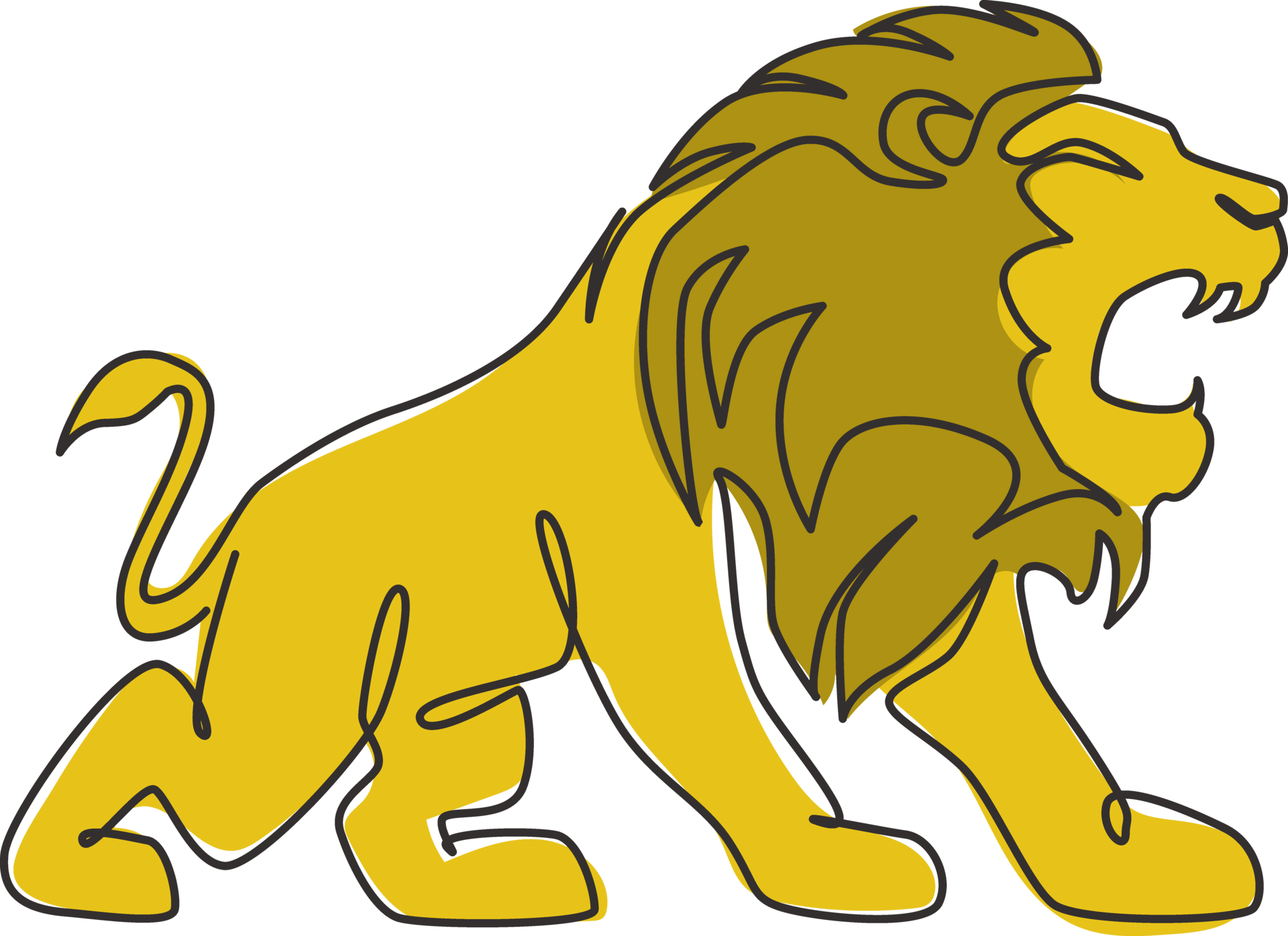 Um Desenho De Linha Contínua Do Rei Da Selva Leão Para A Identidade Do Logotipo Da Empresa