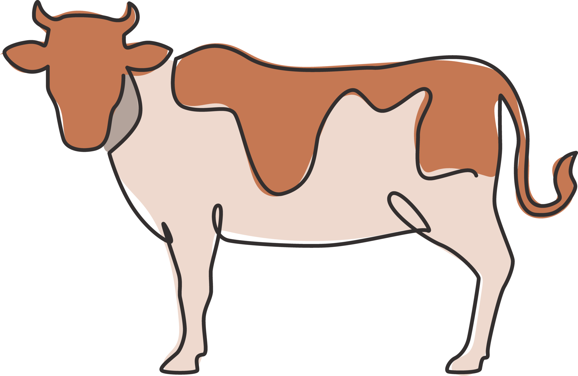 Um único Desenho De Linha Da Identidade Do Logotipo Da Vaca Gorda Para Criação Conceito De