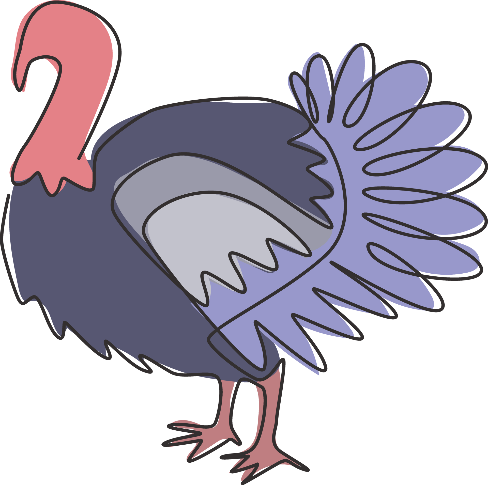 Um único Desenho De Linha Da Identidade Do Logotipo Do Peru Grande Para Aves Conceito De