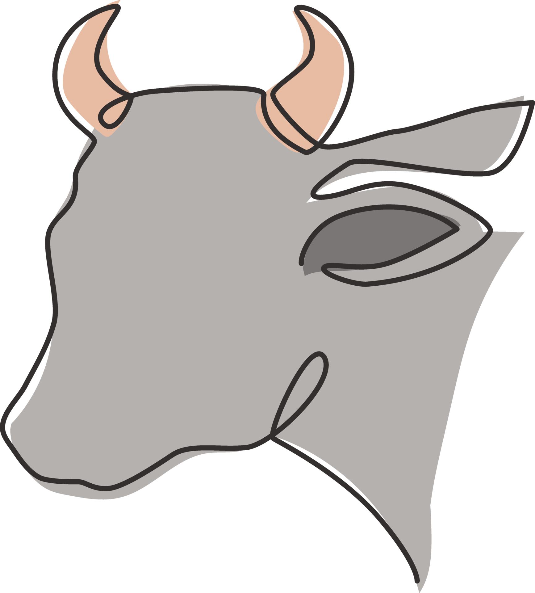 Um Desenho De Linha Contínuo Da Robusta Cabeça De Vaca Para A Identidade Do Logotipo Da