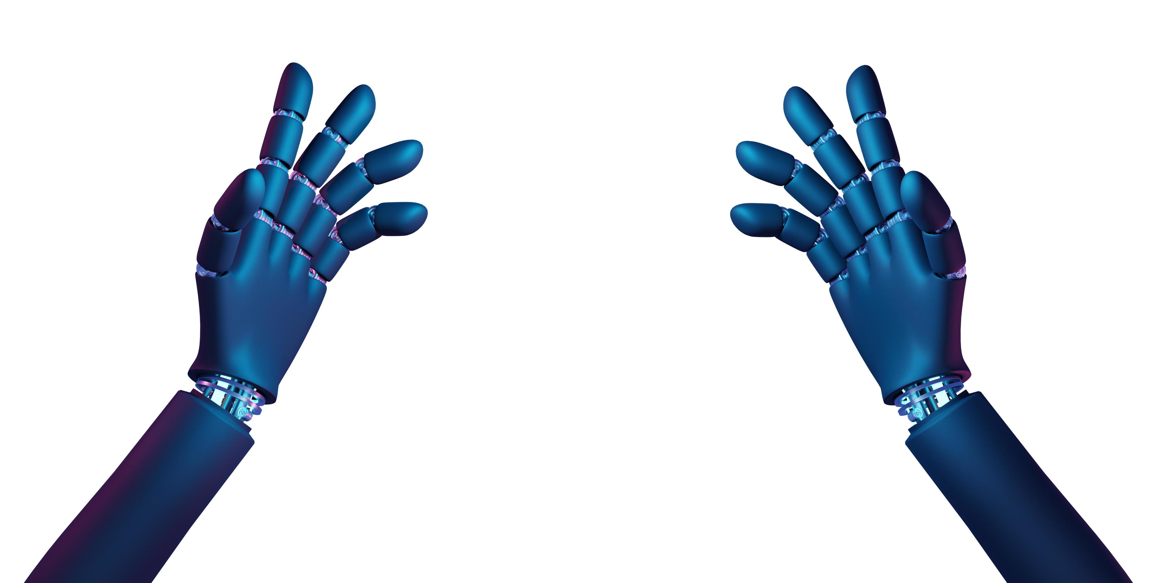 Artificial intelligence concept. Robot hand 3d render, Tech, connection ...