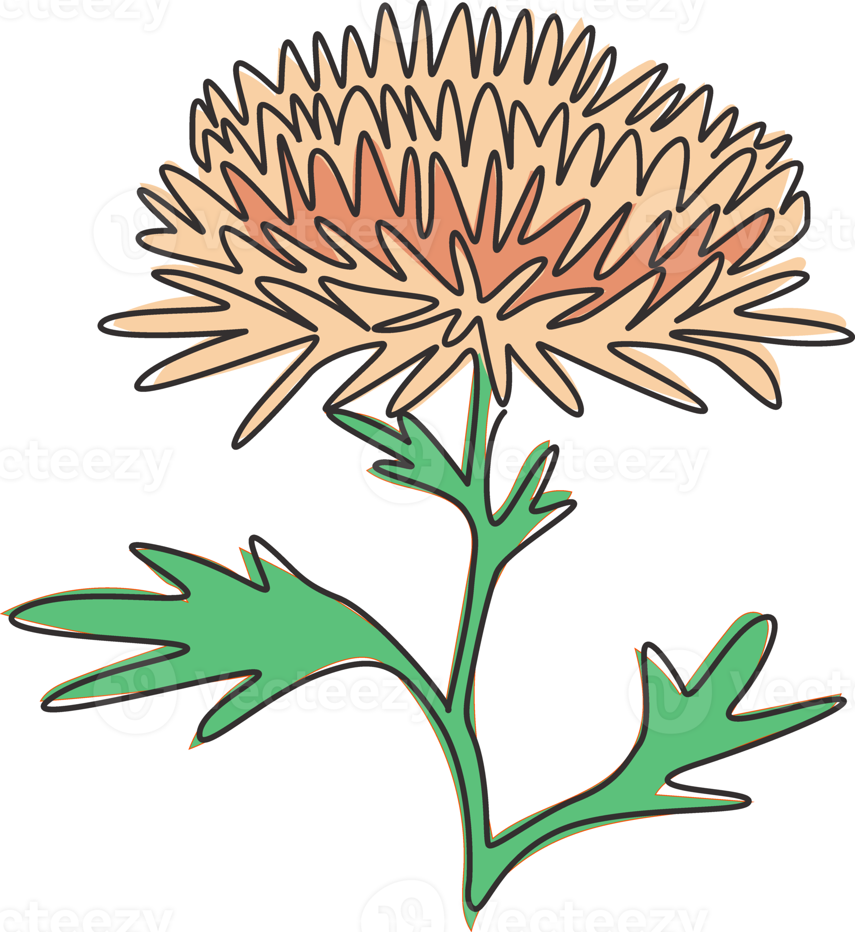 Single Continuous Line Drawing Beauty Fresh Chrysanthemum For Garden Logo Printable Decorative