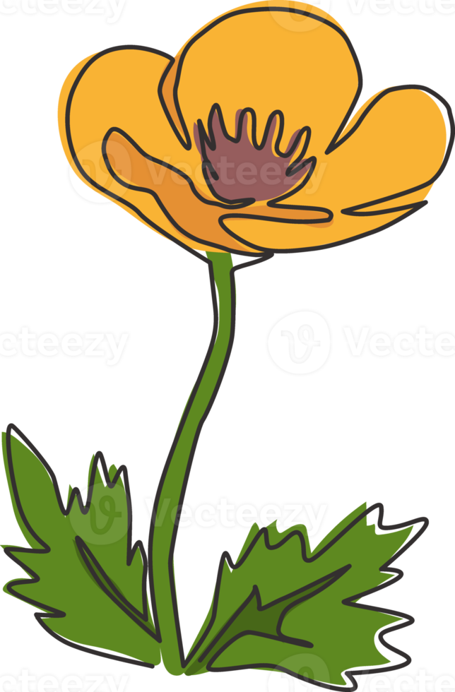 Single One Line Drawing Beauty Fresh Viola Hybrid Plant For Garden Logo