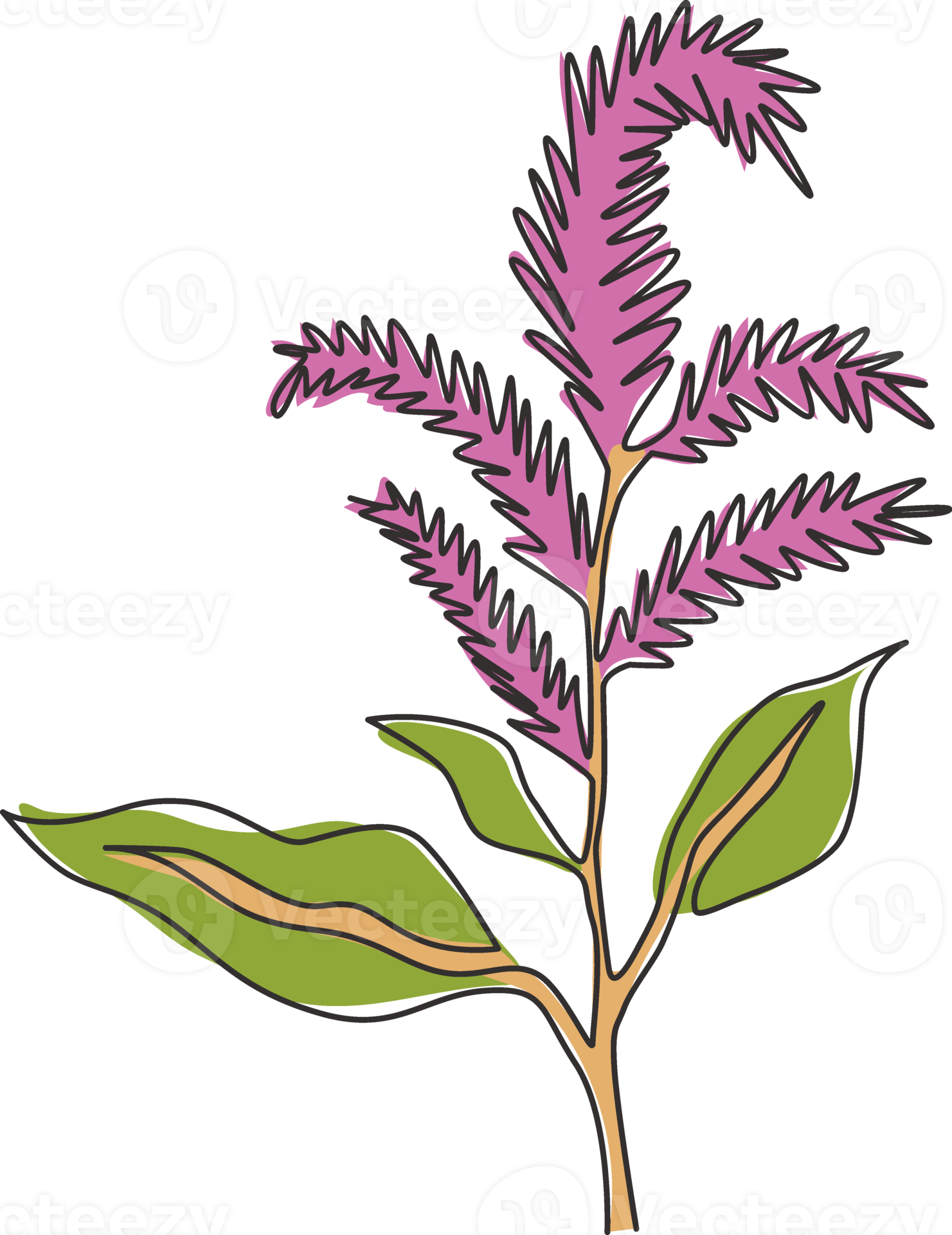 Single One Line Drawing Of Beauty Fresh Amaranthus For Garden Logo