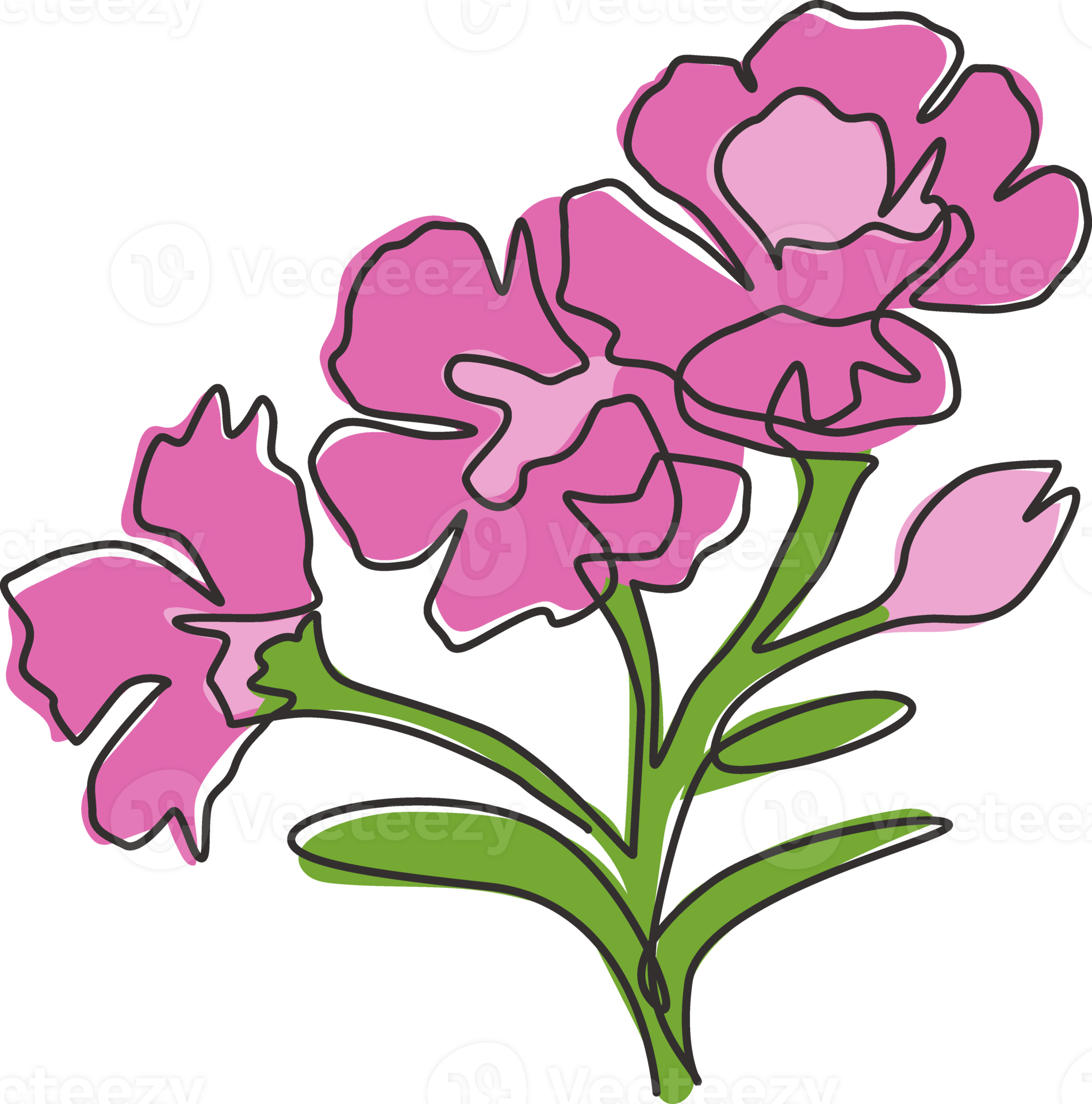 One Continuous Line Drawing Beauty Fresh Dianthus For Home Wall Art