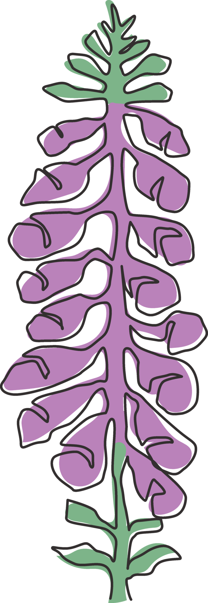 Single One Line Drawing Beauty Fresh Foxglove For Garden Logo