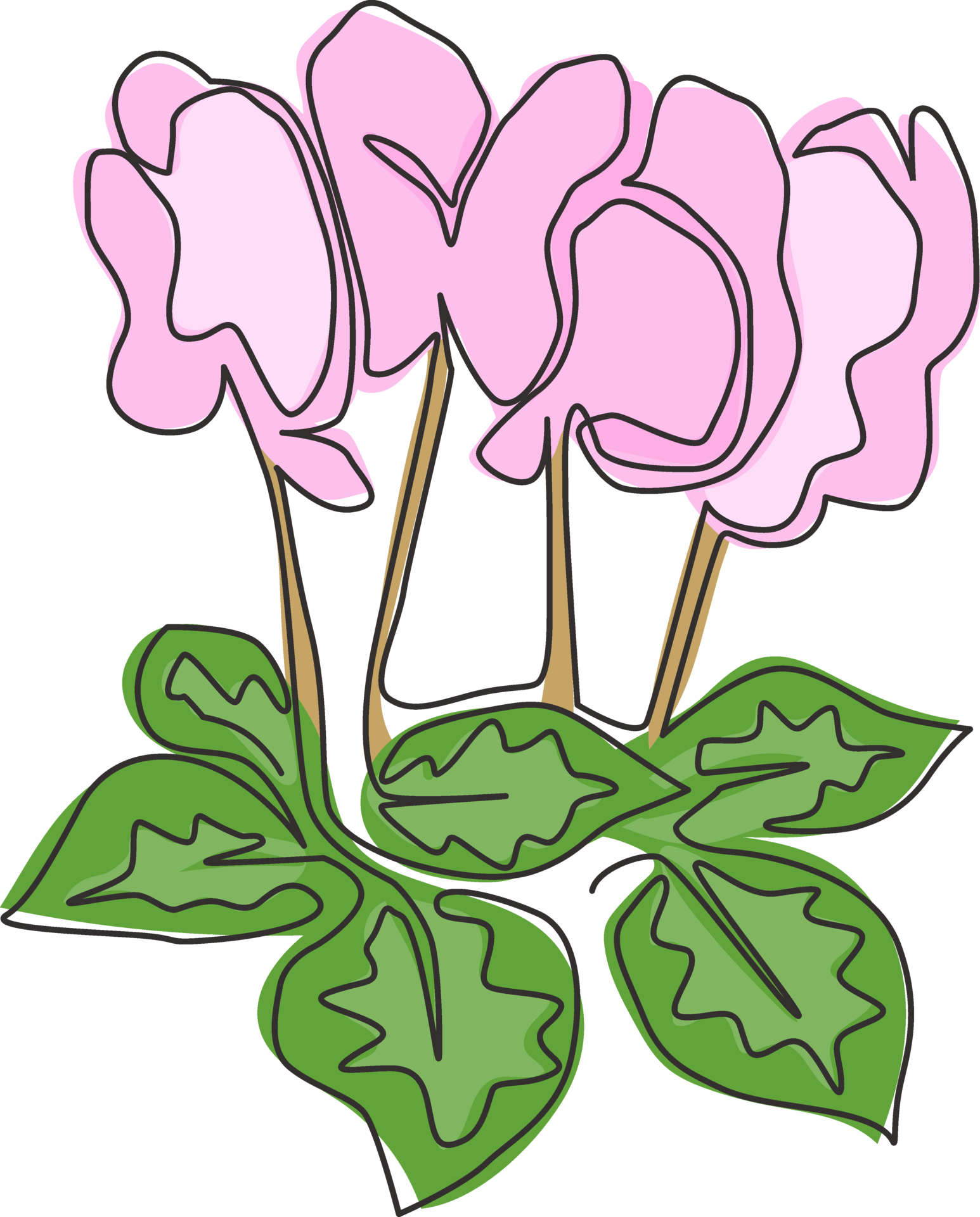 Single One Line Drawing Beauty Fresh Cyclamen For Garden Logo