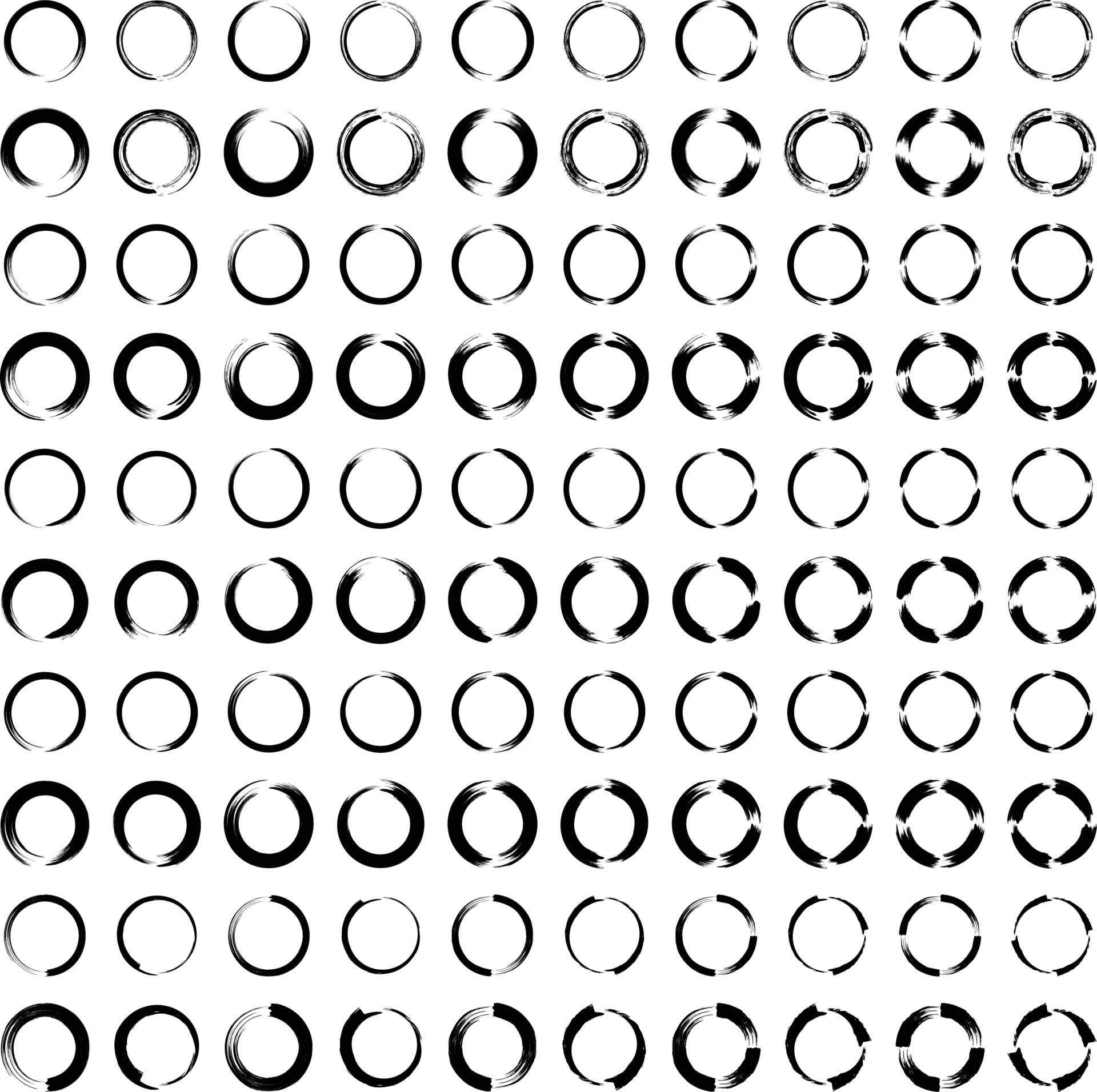 Grunge Circle Thin line black abstract shape 50 Set 22621407 Vector Art ...