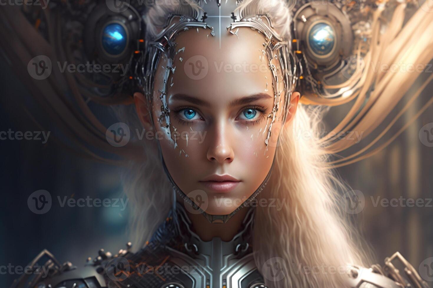 Artificial Intelligence A Humanoid Cyber Girl With Technology Smart Robot Ai Generate Ai
