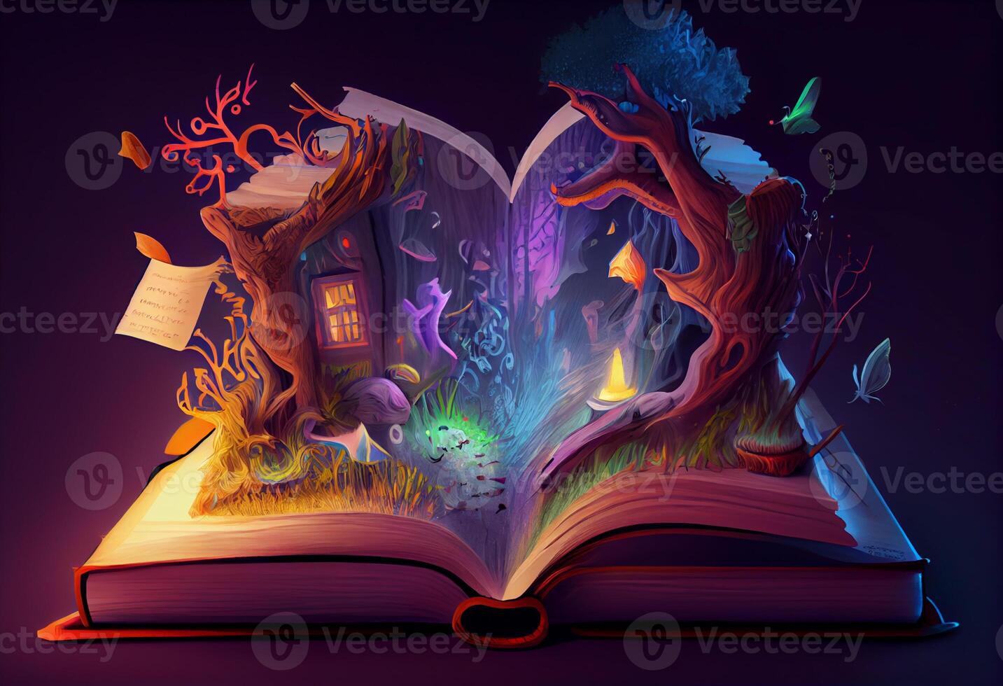 Illustration Of A Magical Book That Contains Fantastic Stories