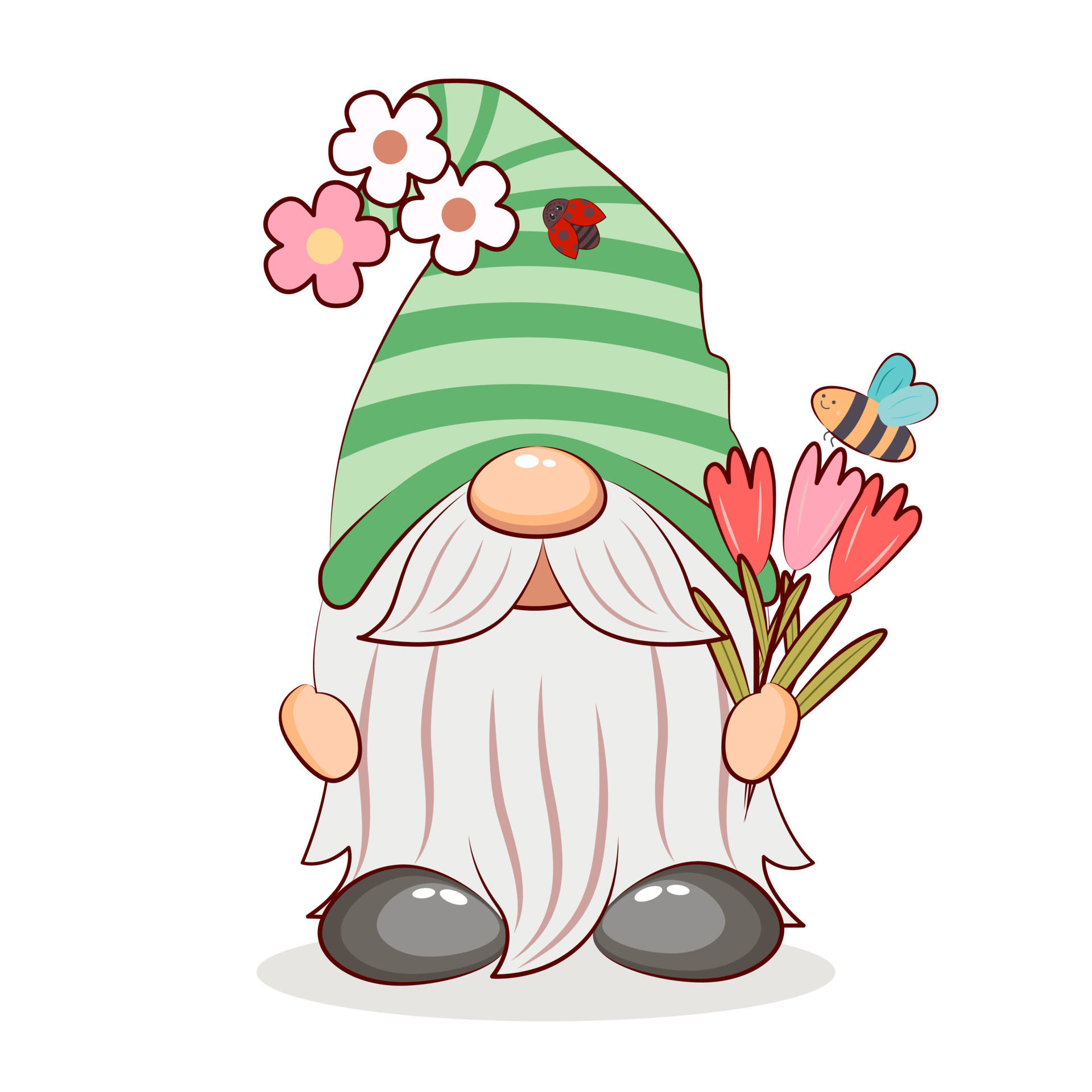 Sweet Spring Gnome. vector illustrator 22629356 Vector Art at Vecteezy