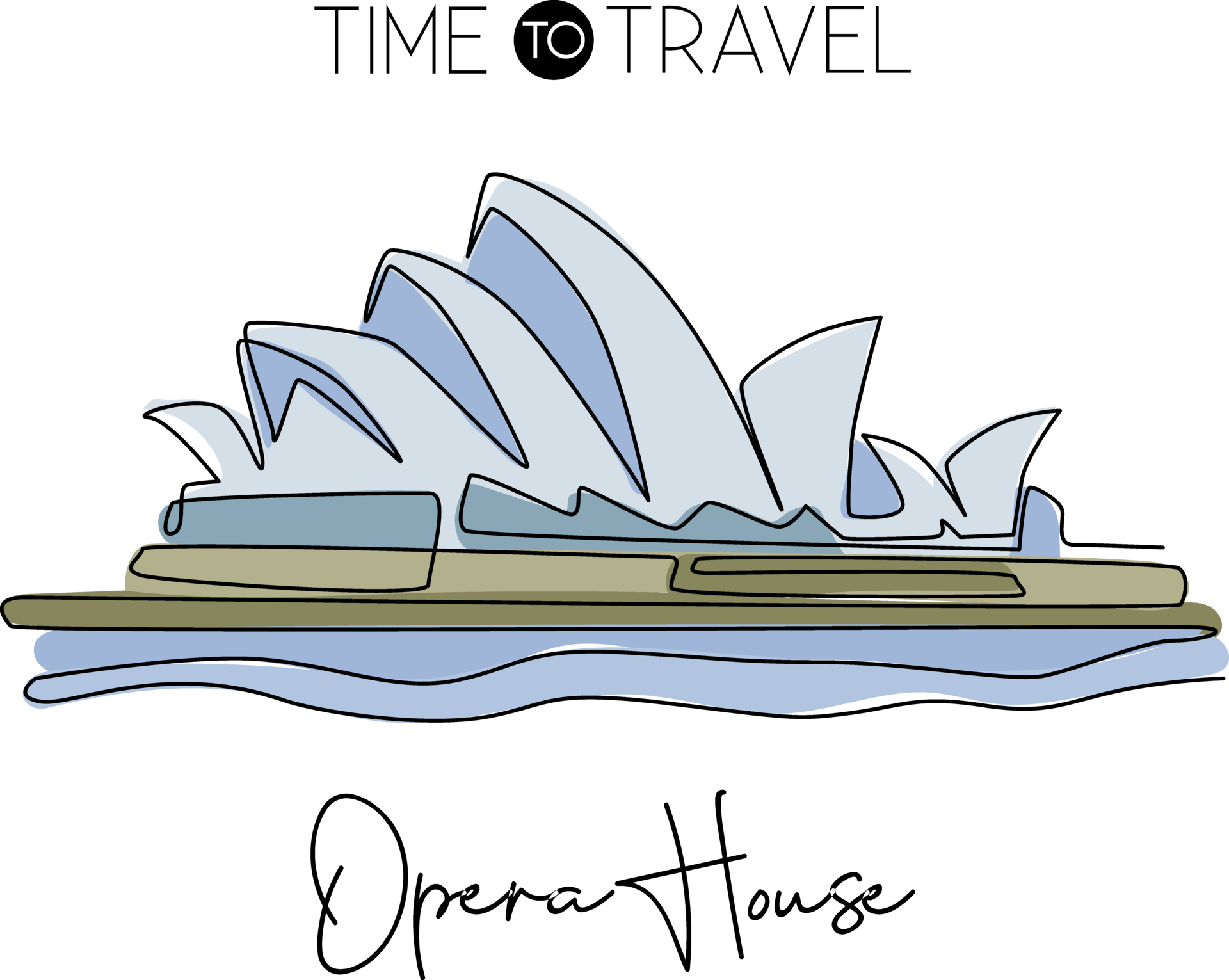 Single Continuous Line Drawing Opera House Landmark Iconic Theater