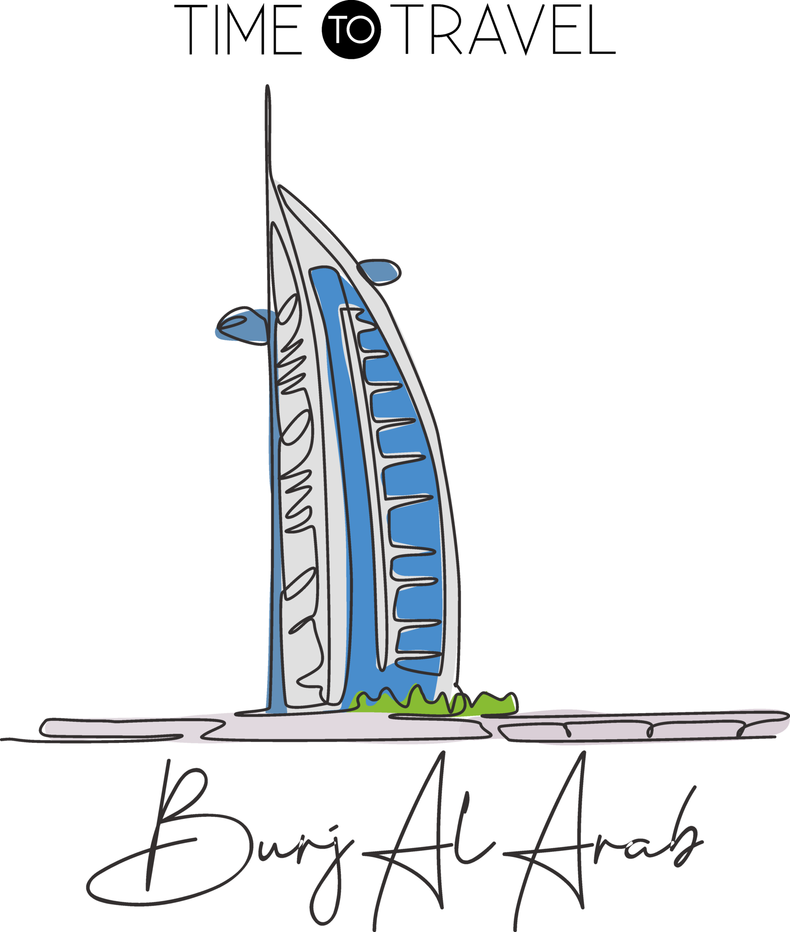Single continuous line drawing of welcome to Burj Al Arab landmark ... Single continuous line drawing of welcome to Burj Al Arab landmark ...