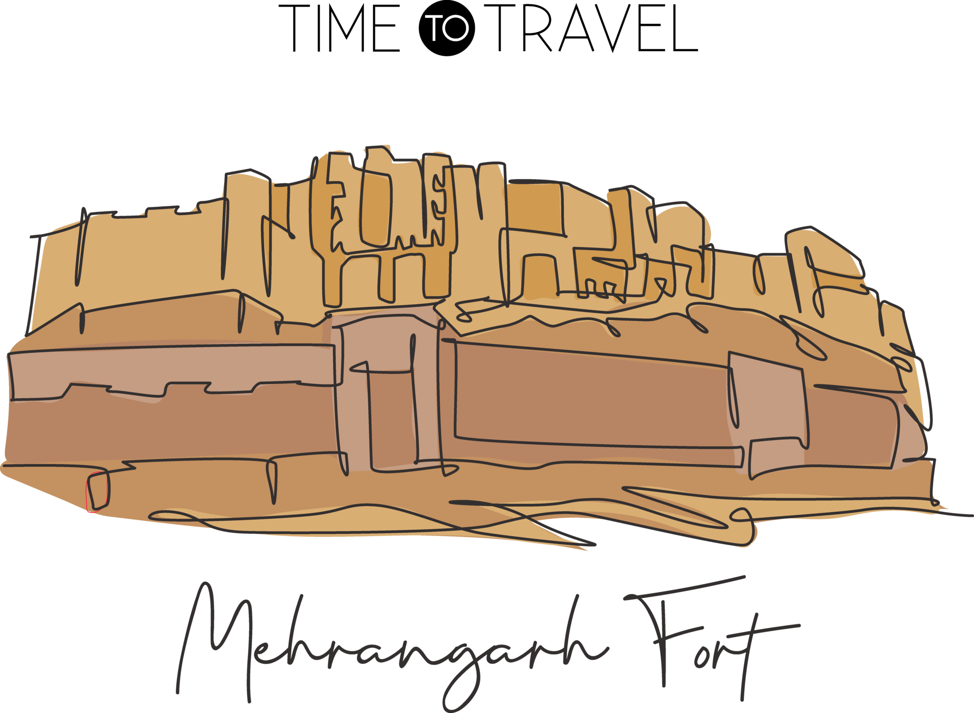 One single line drawing Mehrangarh Fort landmark. Famous historic place ... One single line drawing Mehrangarh Fort landmark. Famous historic place ...
