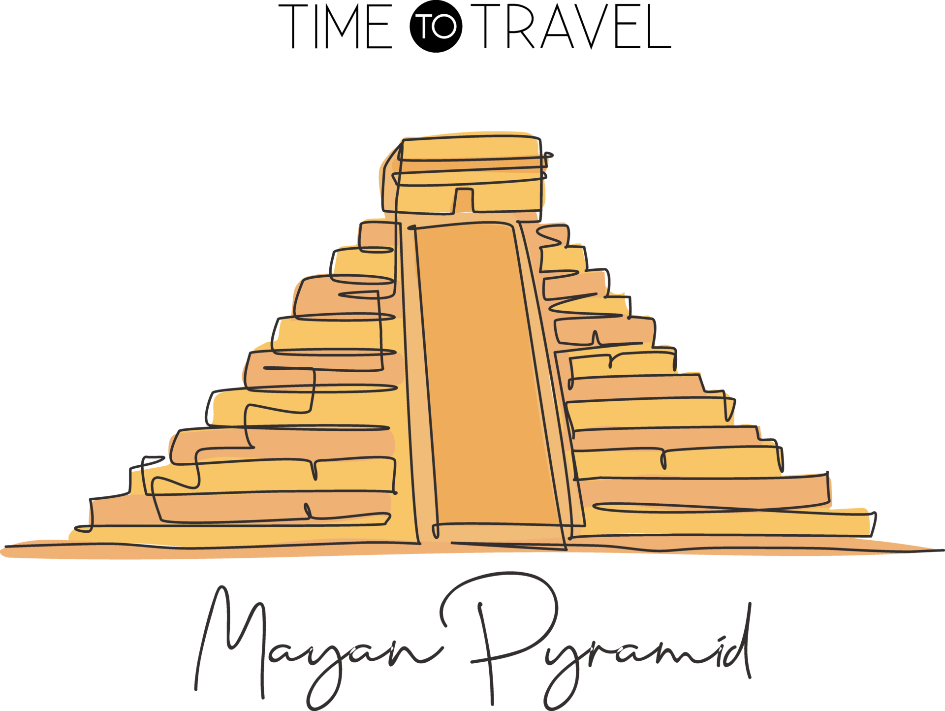 Un Dibujo De Una Sola Línea Hito De Chichén Itzá Lugar De Fama Mundial En Yucatán México