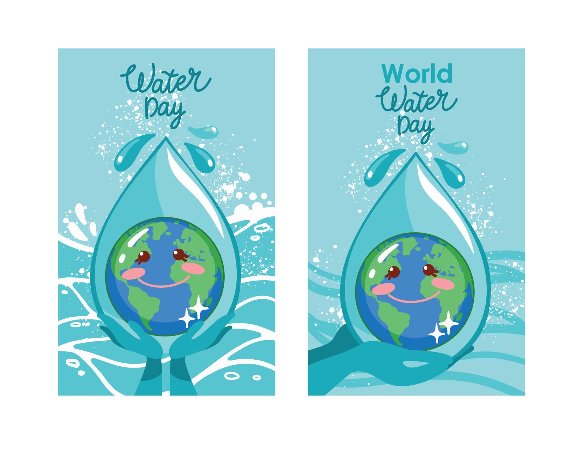 Set of illustrations dedicated to World Water Day. Poster. 22640054 ...