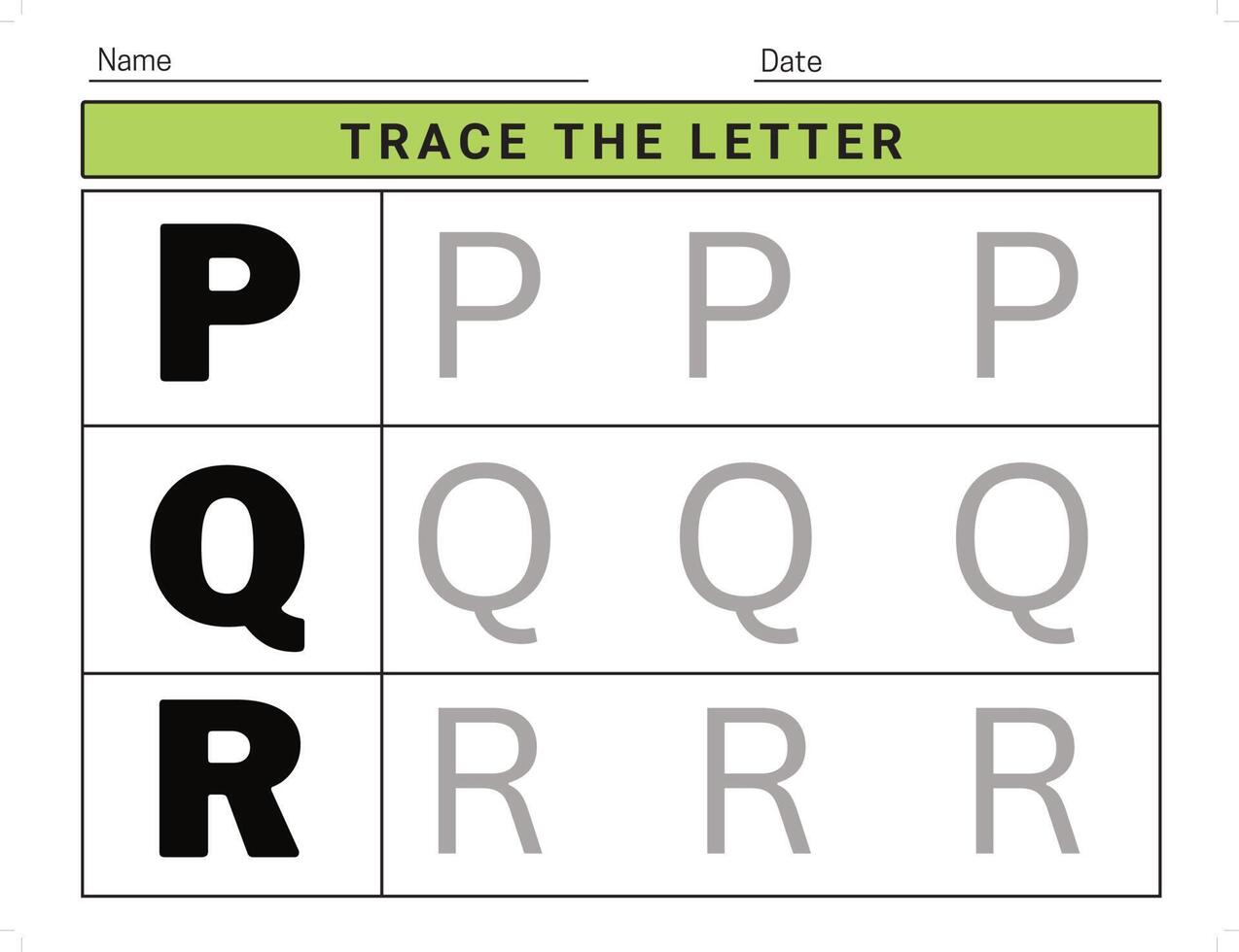 Alphabet tracing practice Letter P, Q, R. worksheet with alphabet ... Alphabet tracing practice Letter P, Q, R. worksheet with alphabet ...
