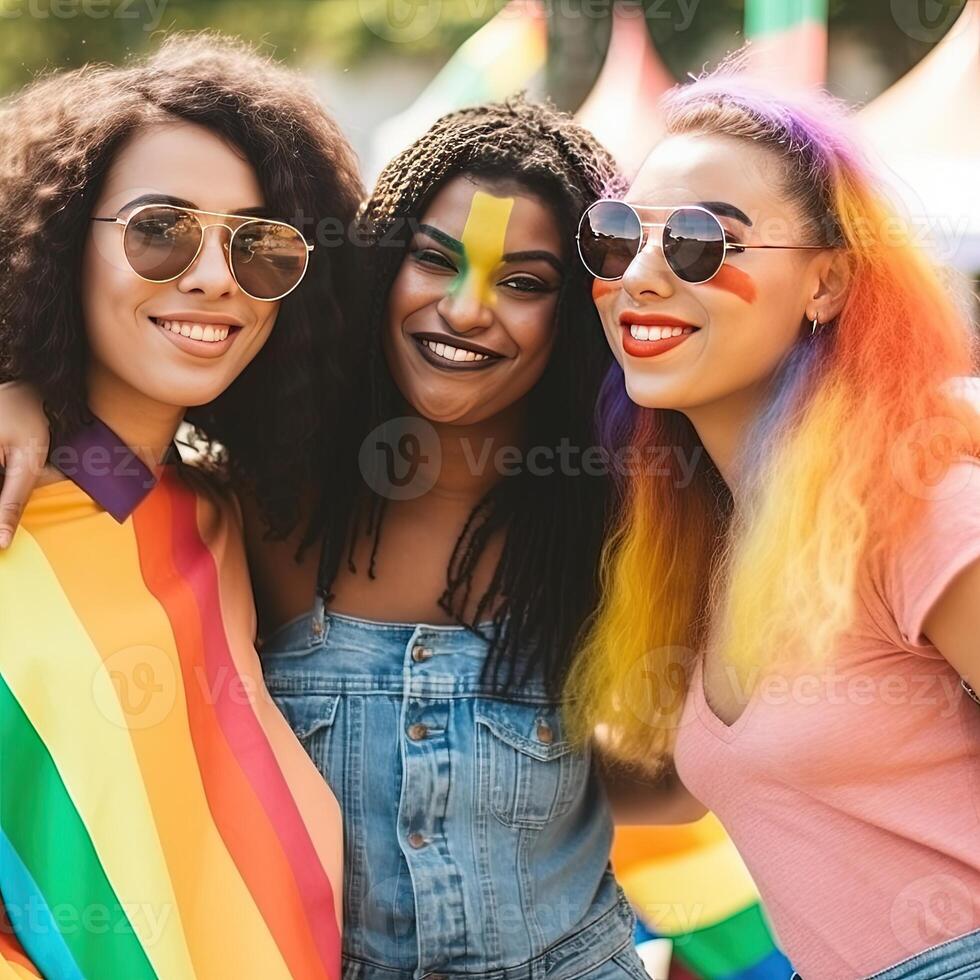 Diverse young friends celebrating gay pride festival LGBTQ. 22645959 ...