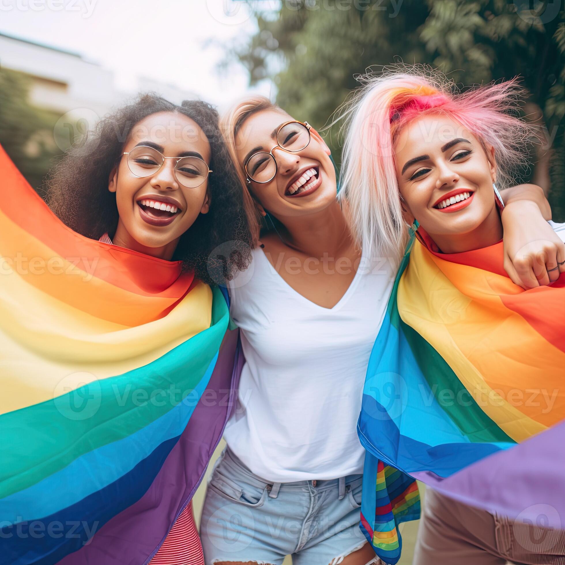 Diverse young friends celebrating gay pride festival LGBTQ. 22645968 ...