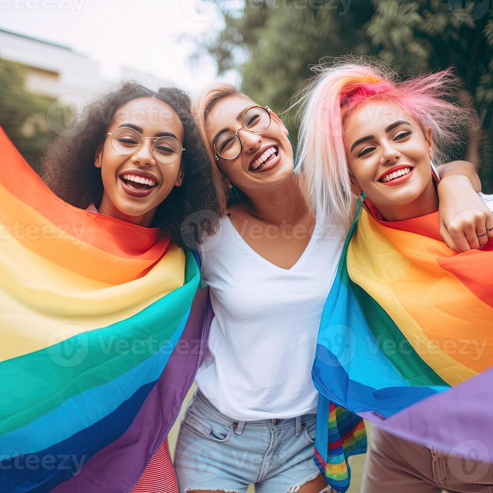 Diverse young friends celebrating gay pride festival LGBTQ. 22645968 ...