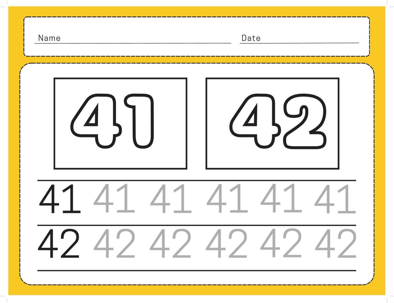 Number Tracing Worksheets Vector Art, Icons, and Graphics for Free Download