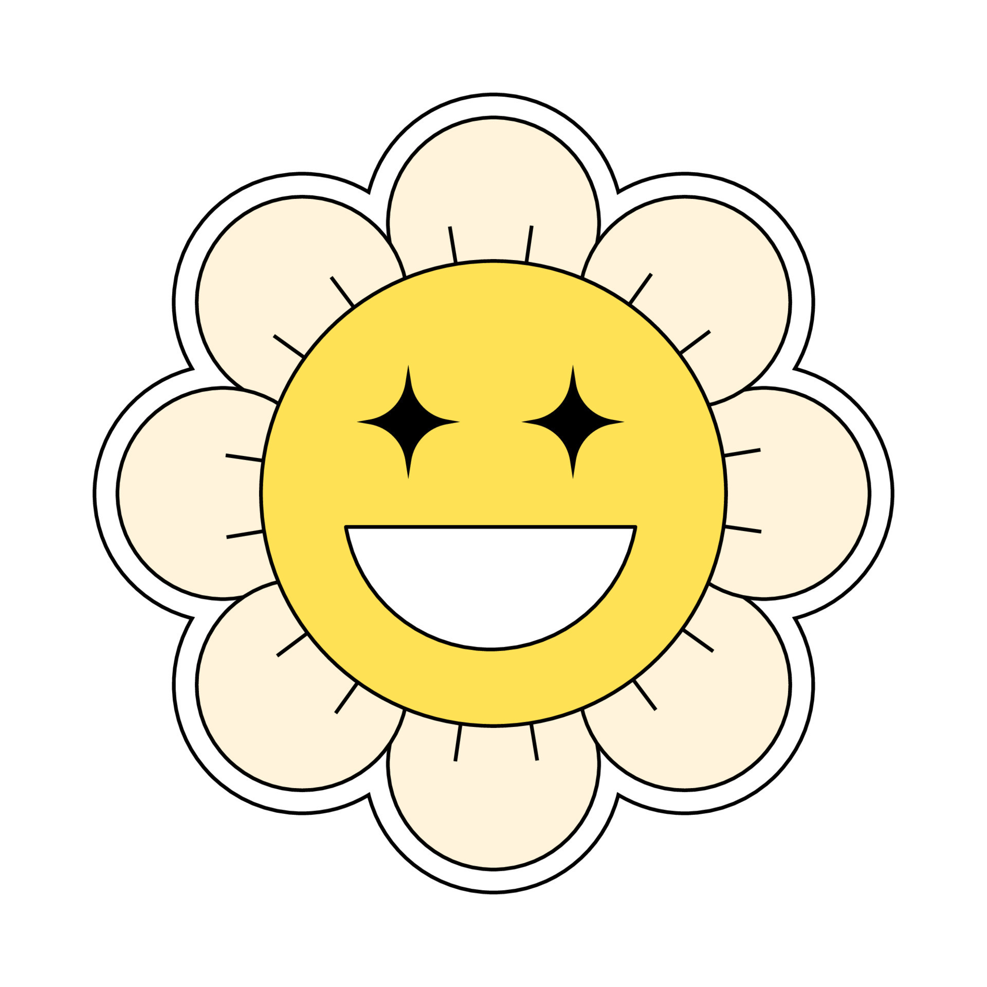 Hippie groovy chamomile smiley character good vibes. Retro daisy flower ... Hippie groovy chamomile smiley character good vibes. Retro daisy flower ...