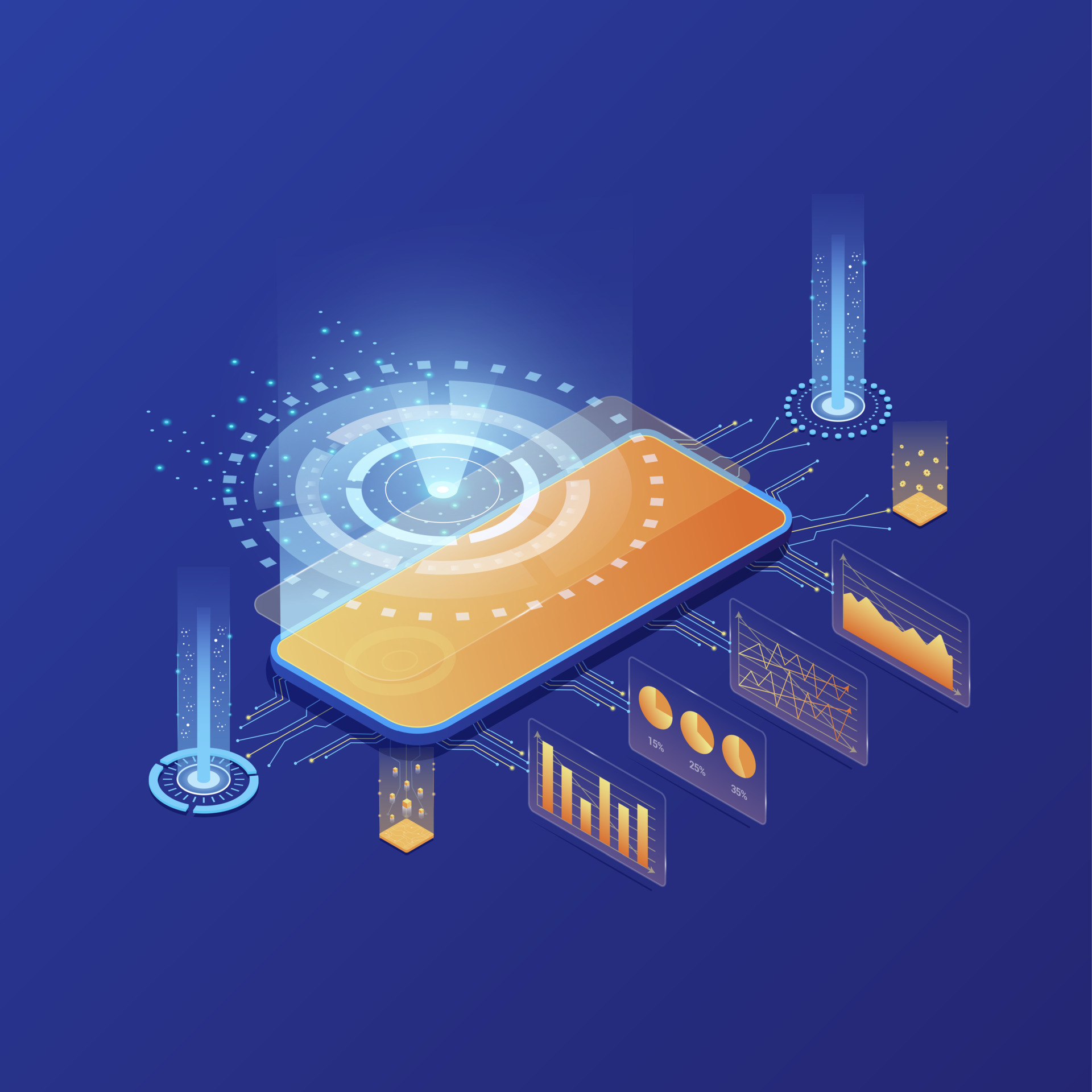 Technology Isometric Concept Smartphone In Isometry Isometric Illustration For Web Template