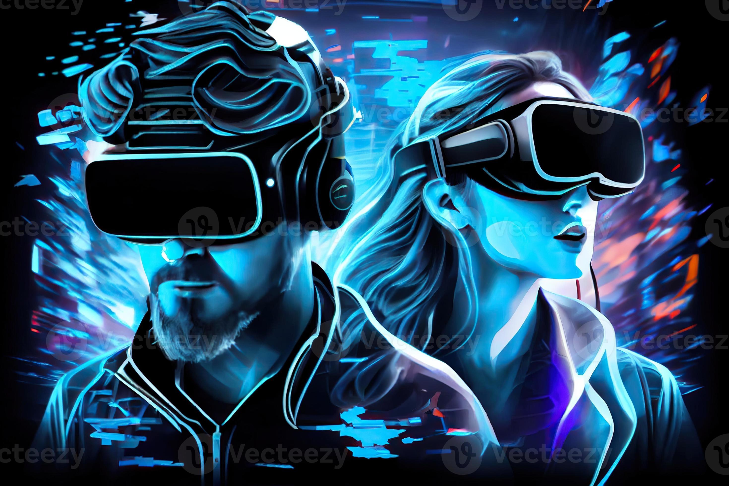 Metaverse Vr Virtual Reality Game Playing Man And Woman Play Metaverse