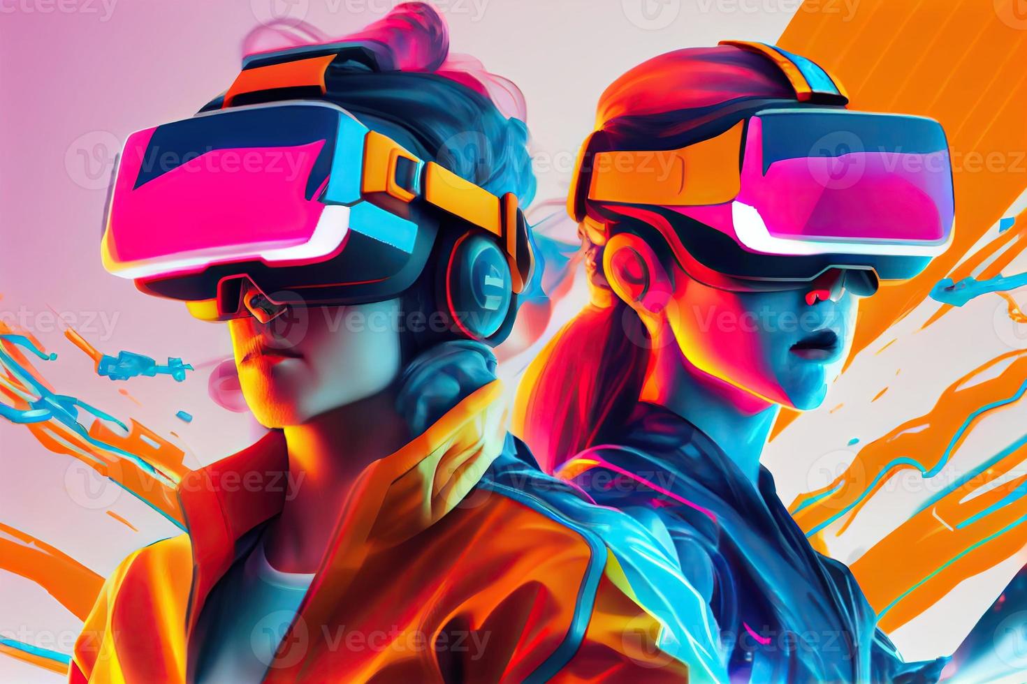 Metaverse Vr Virtual Reality Game Playing Man And Woman Play Metaverse