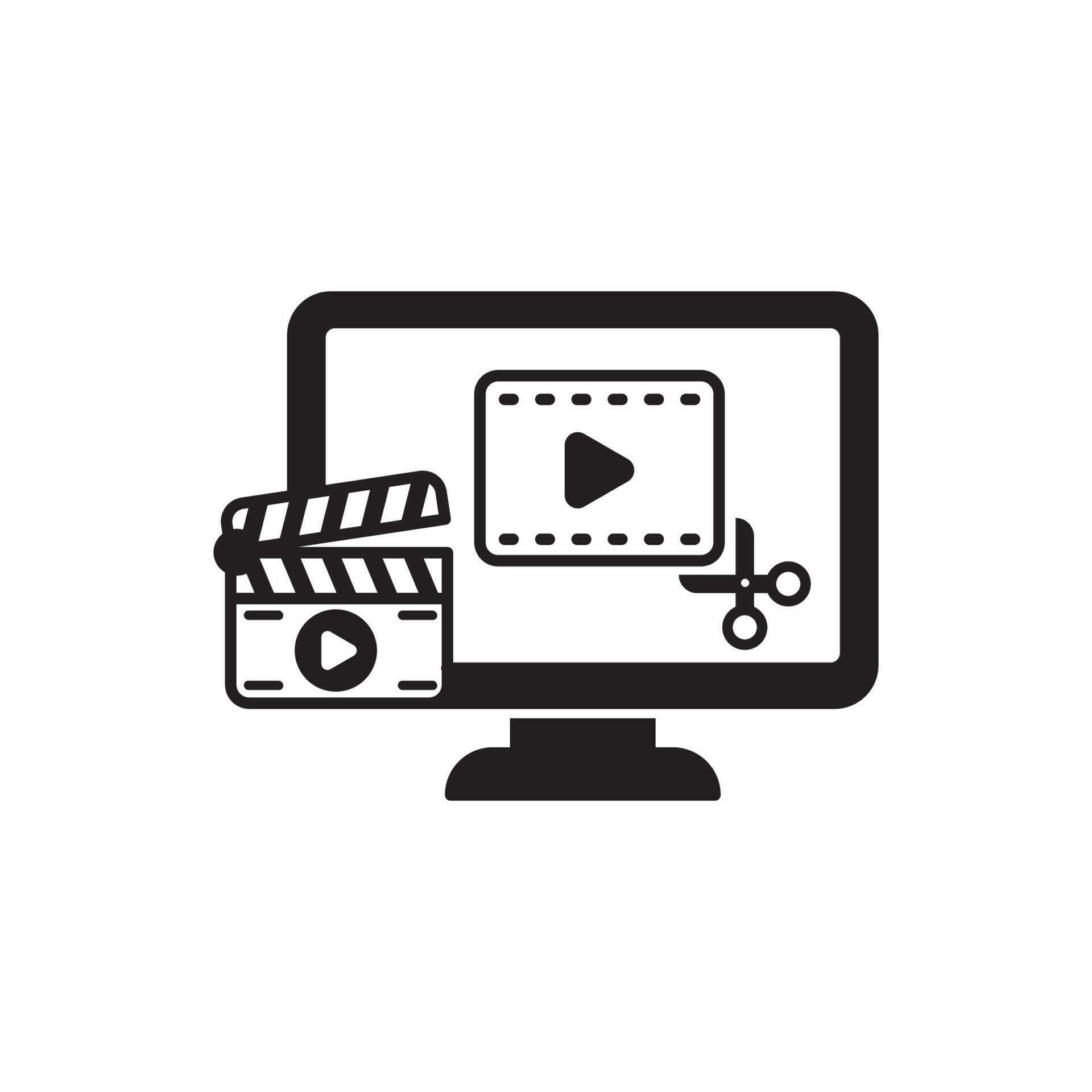 Video editing icon with glyph style and black color on isolated background 22661383 Vector Art ...
