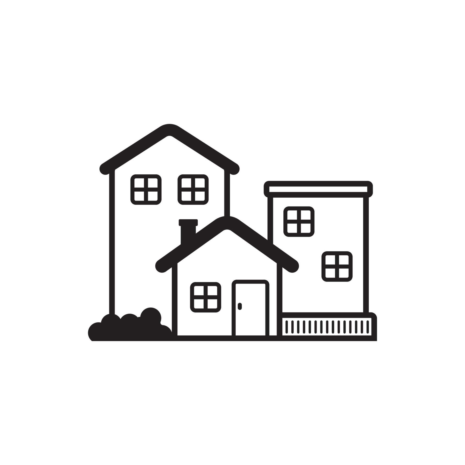 Simple house vector illustration with black color on isolated ...