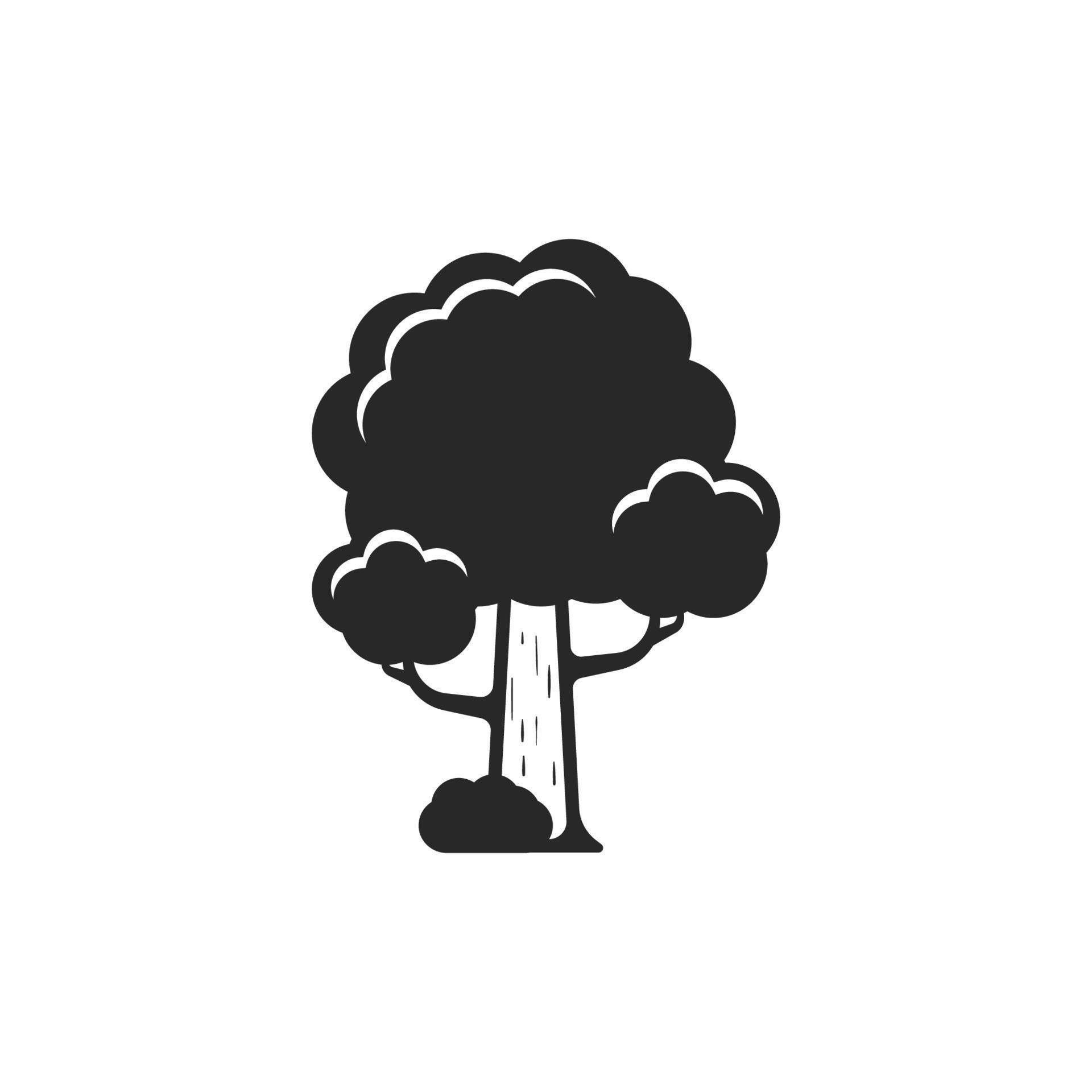 Tree icon with black and white design on isolated background. Simple ...