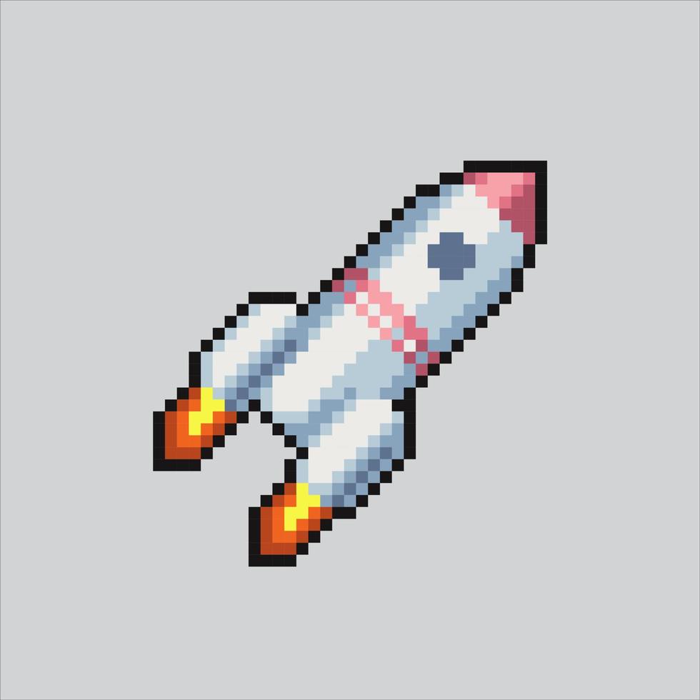 Pixel art illustration Rocket icon. Pixelated Rocket. Rocket space icon ...