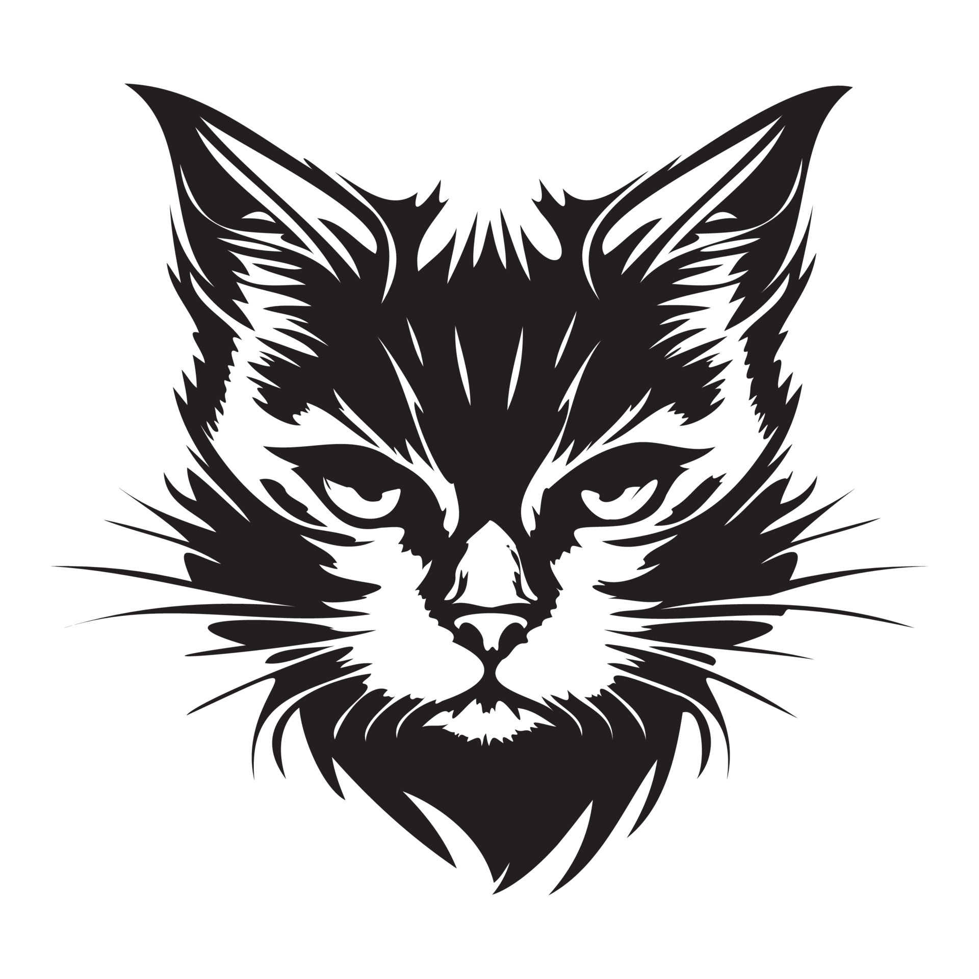 Cat Face Silhouettes Cat Face Svg Black And White Cat Vector 22664798 Vector Art At Vecteezy