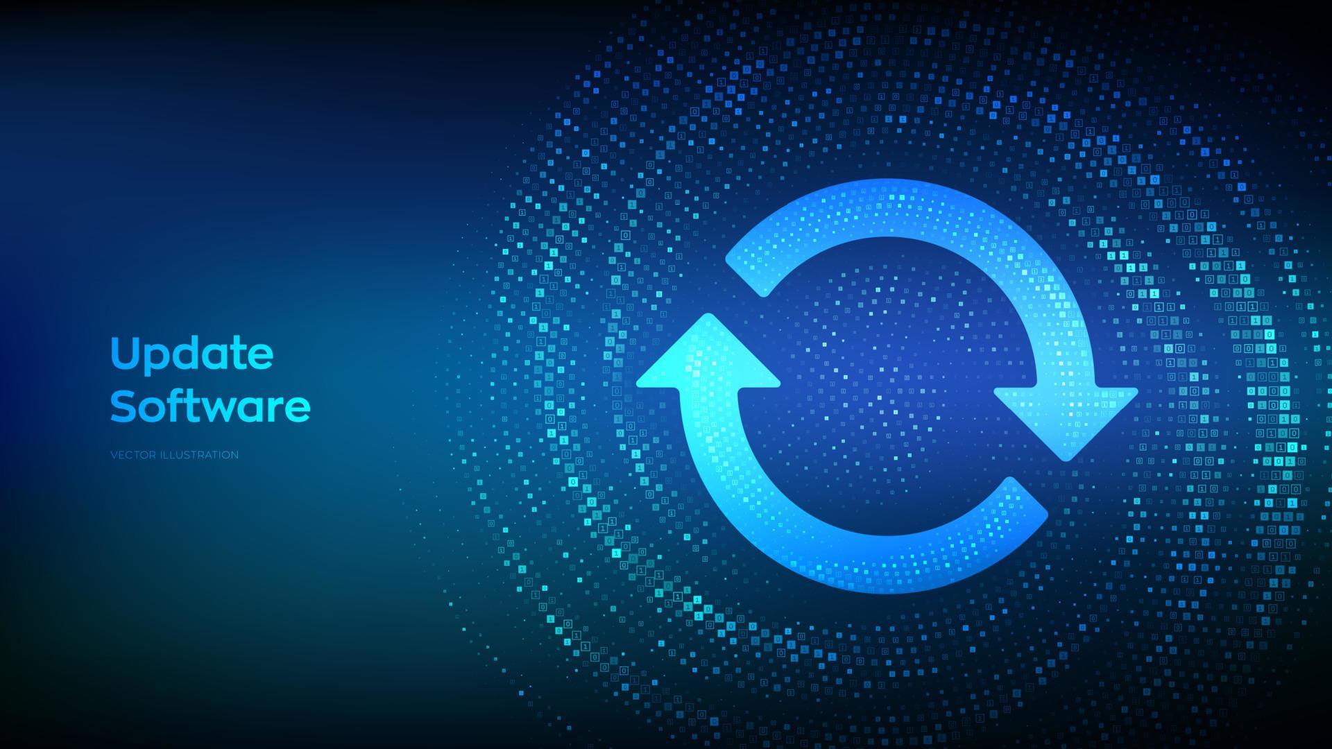 Update Software. Synchronization icon. Upgrade computer program version ...