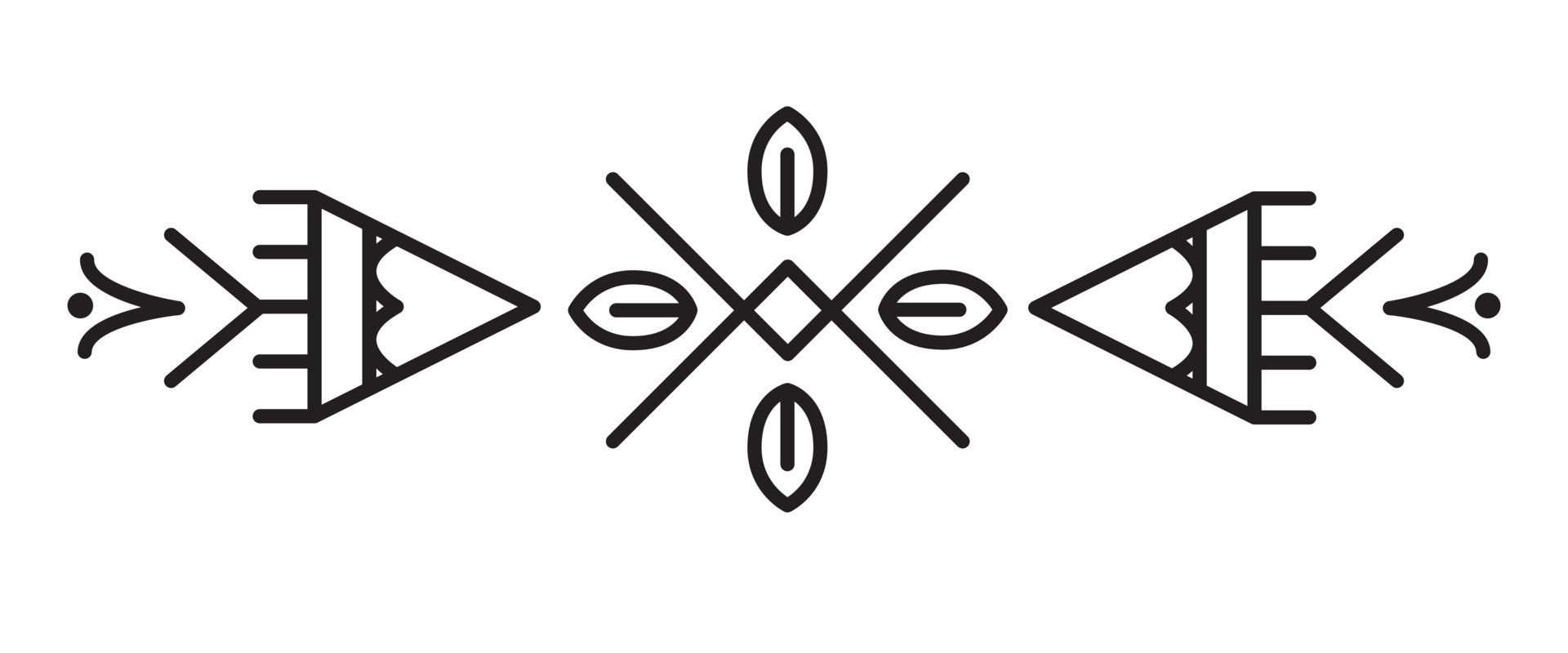 Text Divider In Tribal Style Floral And Geometric Elements For