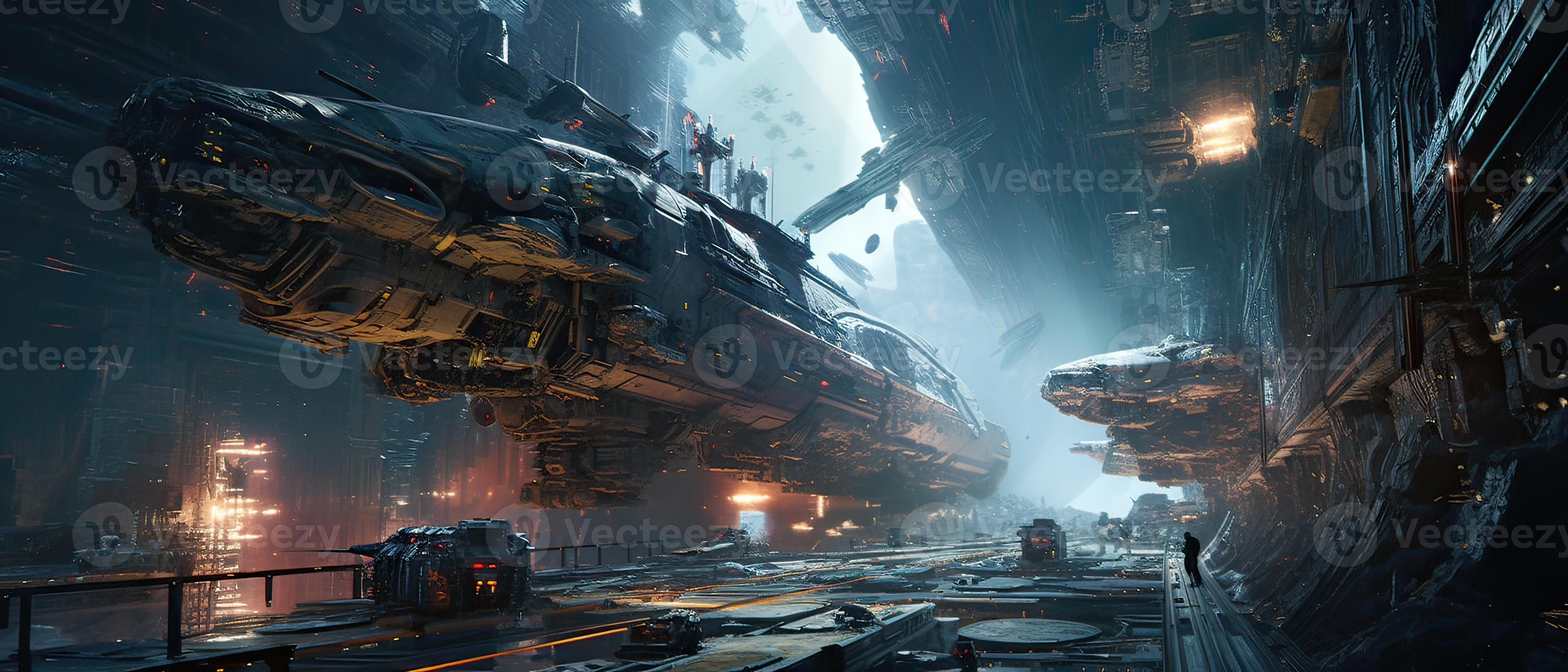 Futuristic sciFi huge battle spaceships. Futuristic sciFi huge battle spaceships concept for ...