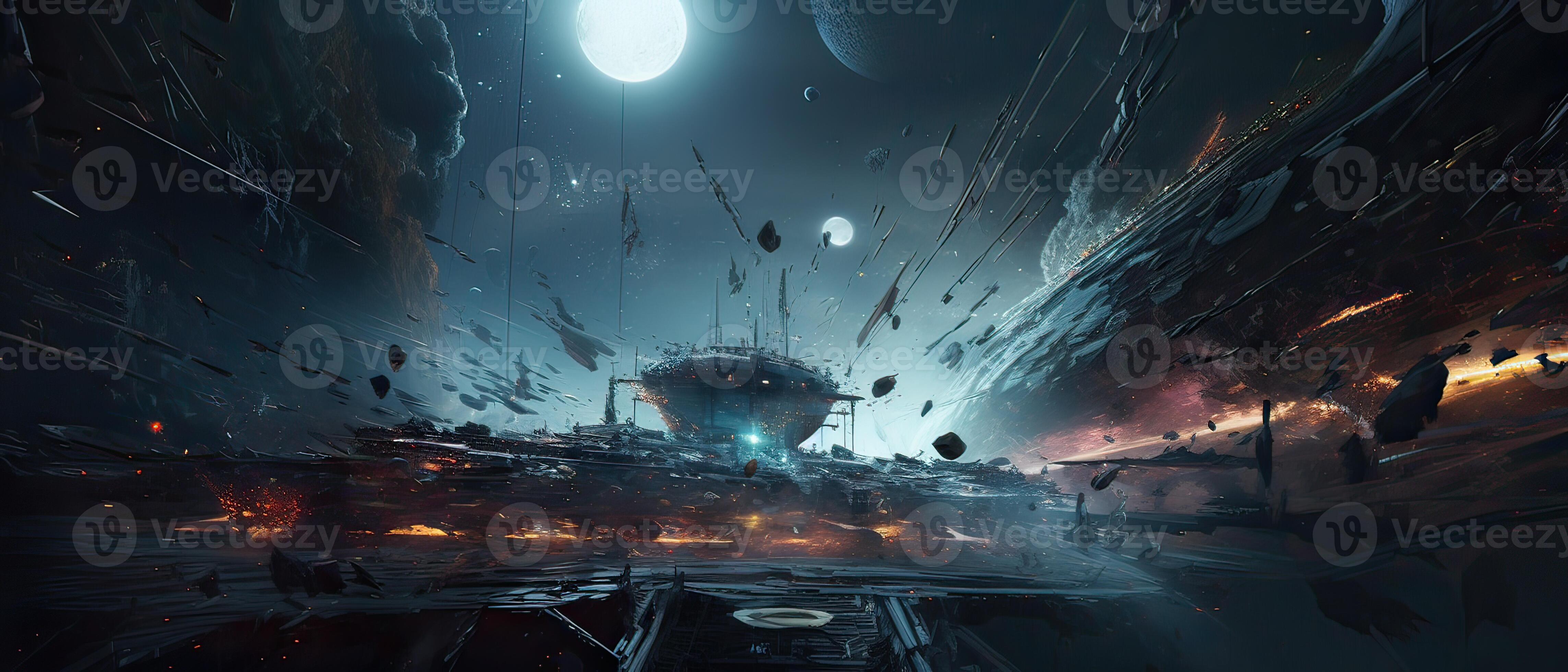 Astronauts with spaceship exploring an asteroid in space 3D. . 22672969 Stock Photo at Vecteezy