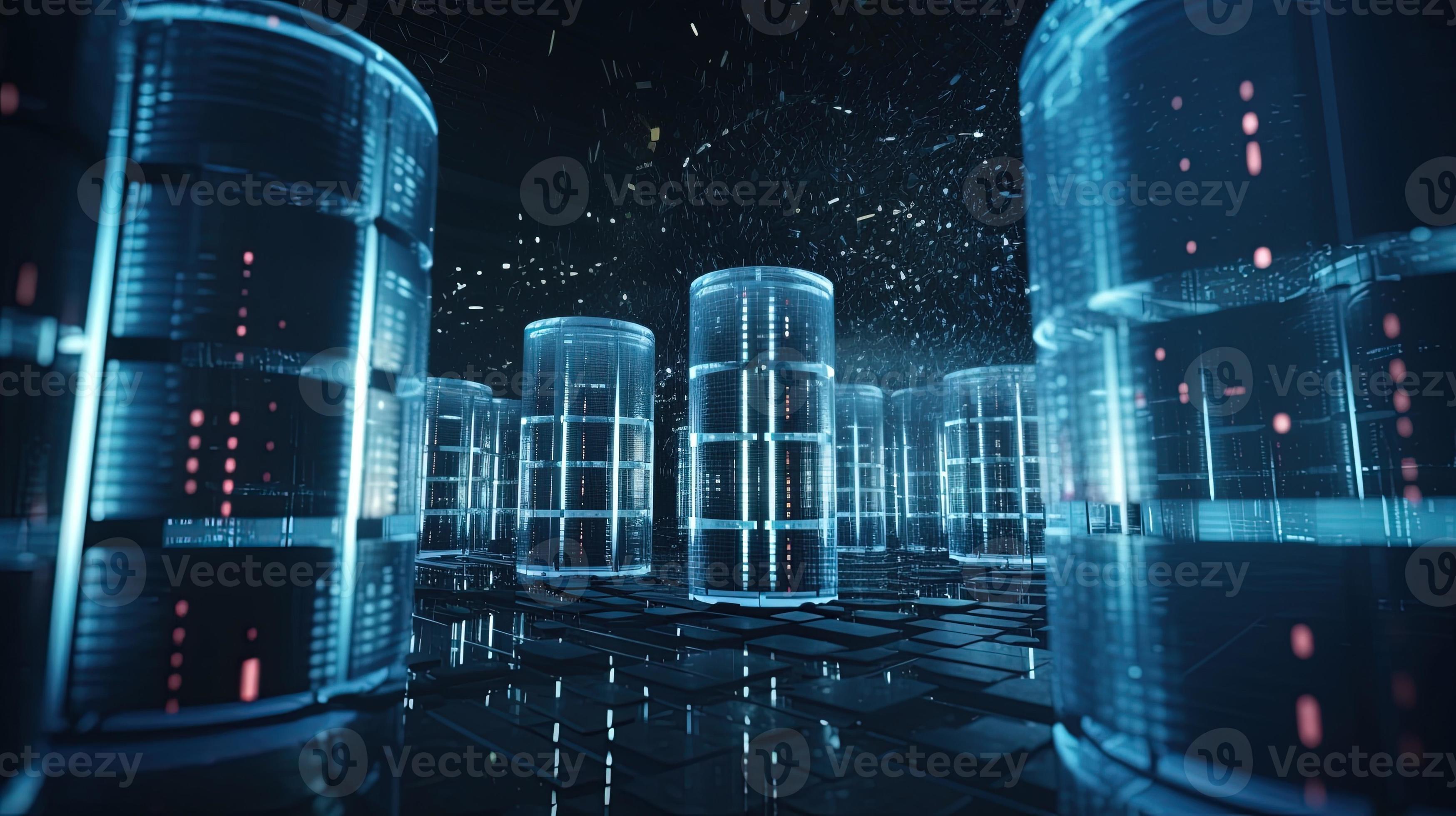 3d rendering of data storage concept. Computer generated abstract ...