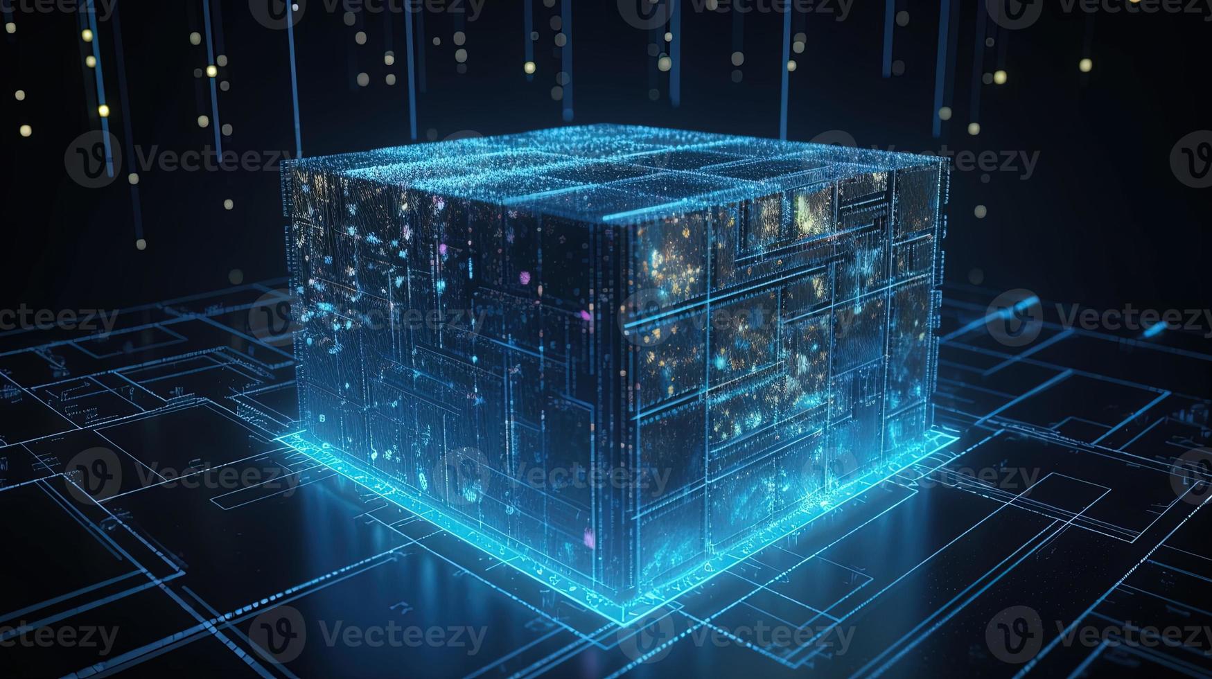 3d rendering of data storage concept. Computer generated abstract ...