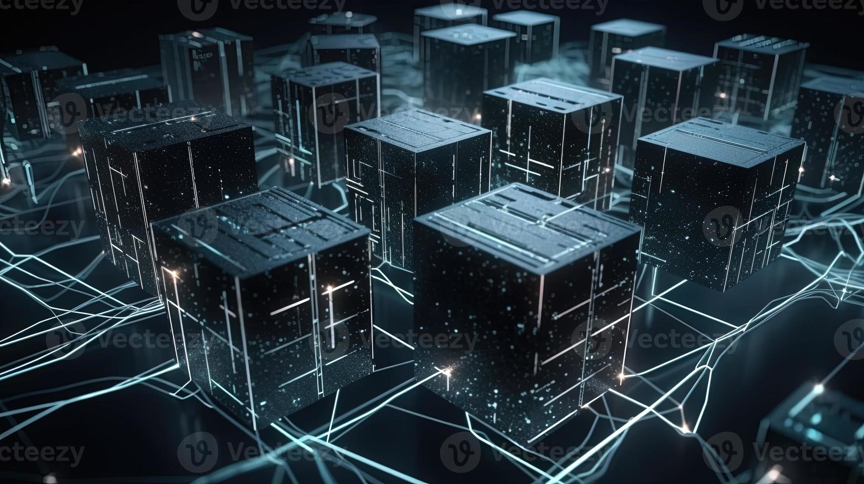 3d rendering of data storage concept. Computer generated abstract ...