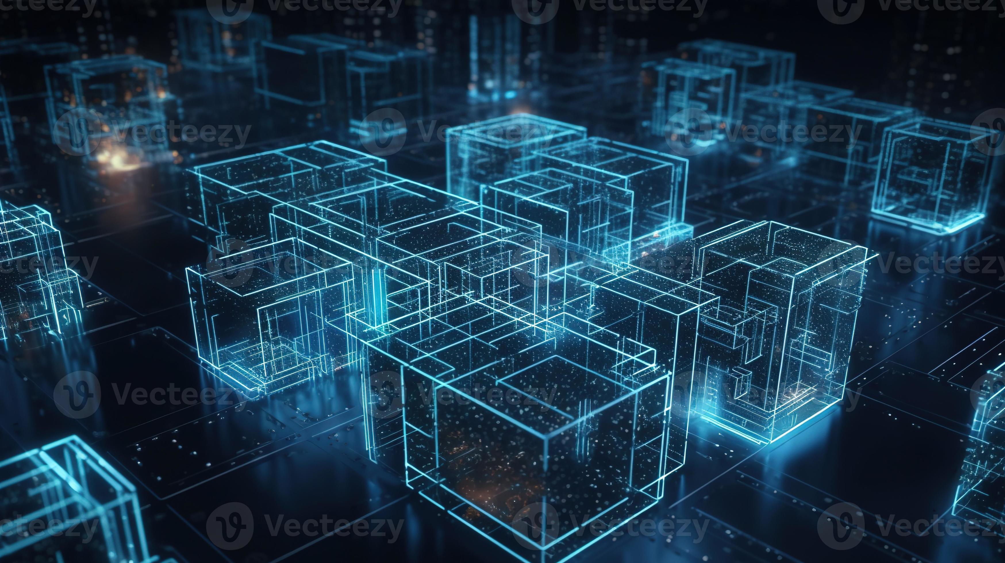 3d rendering of data storage concept. Computer generated abstract ...