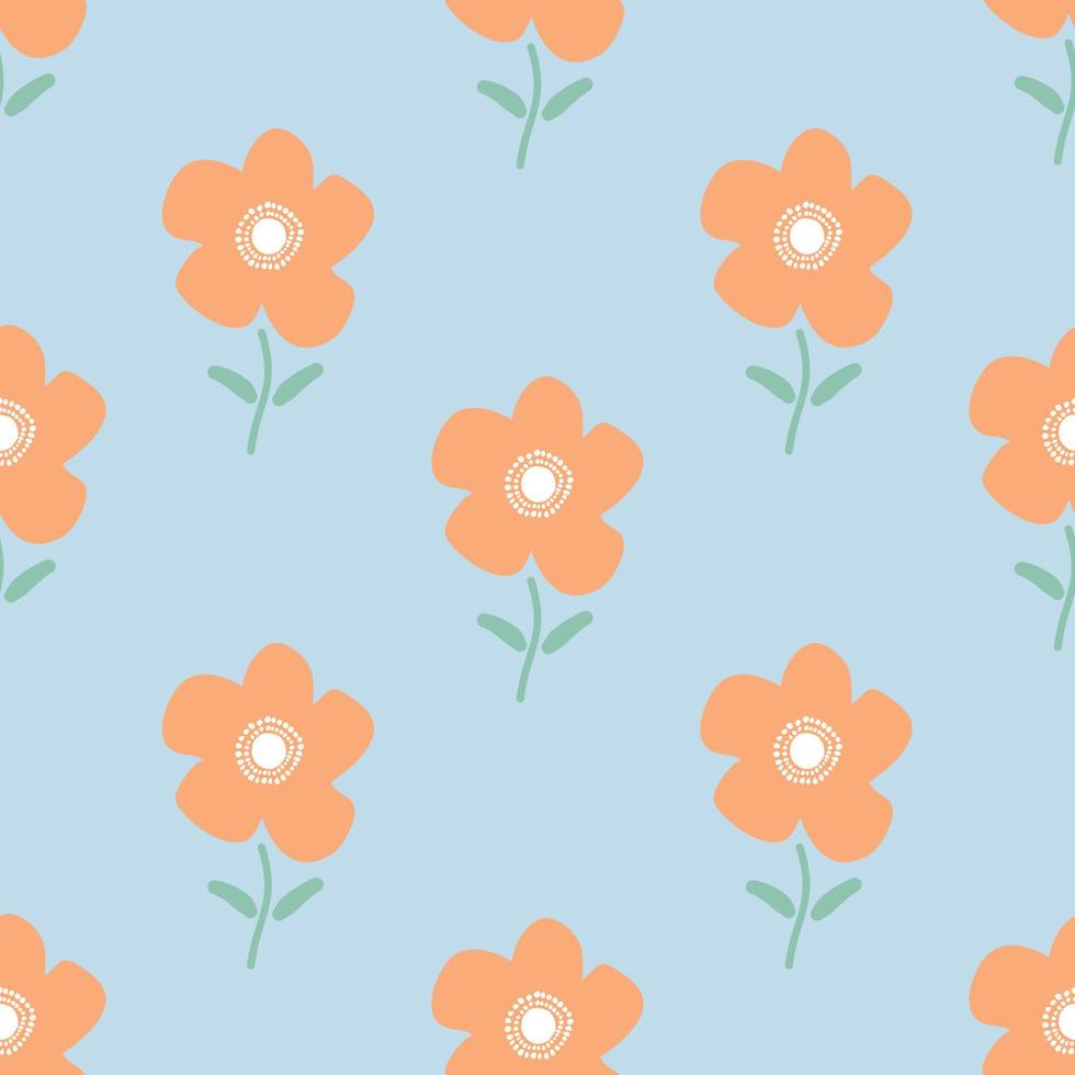 Modern Pastel Colour Floral Seamless Pattern Hand Drawing Cute Flower Vector Illustration Design