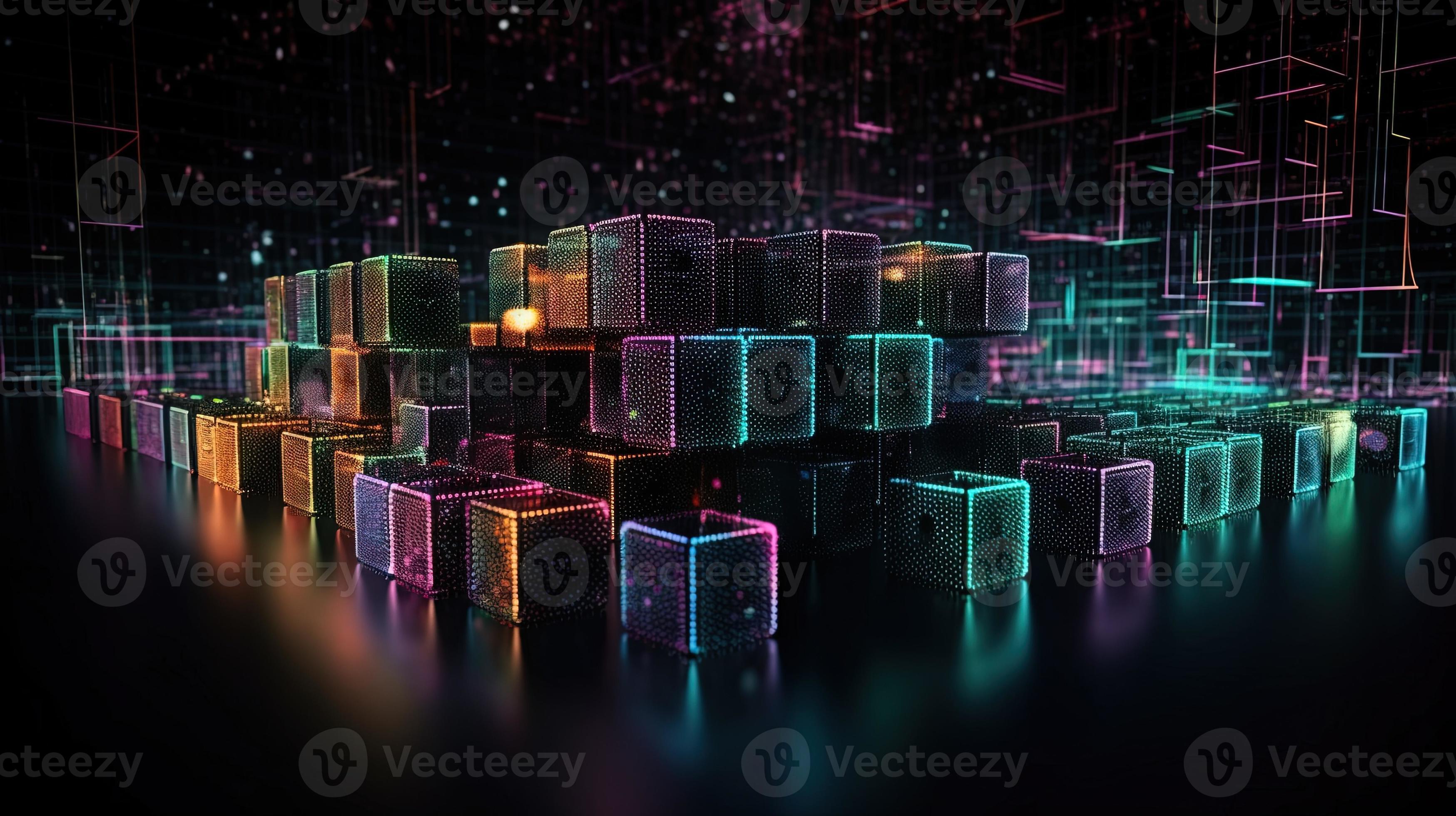 3d rendering of data storage concept. Computer generated abstract ...