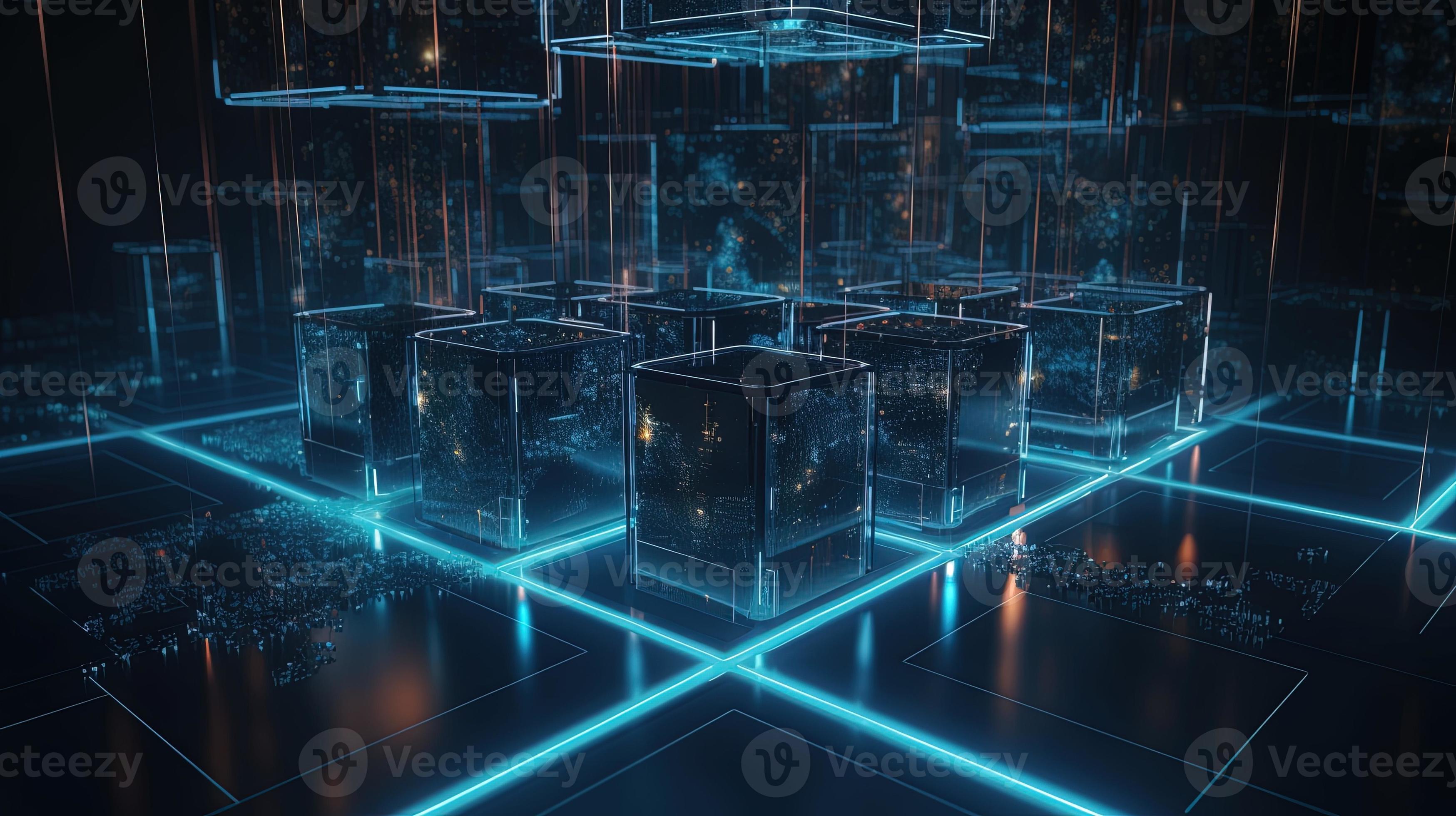 3d rendering of data storage concept. Computer generated abstract ...