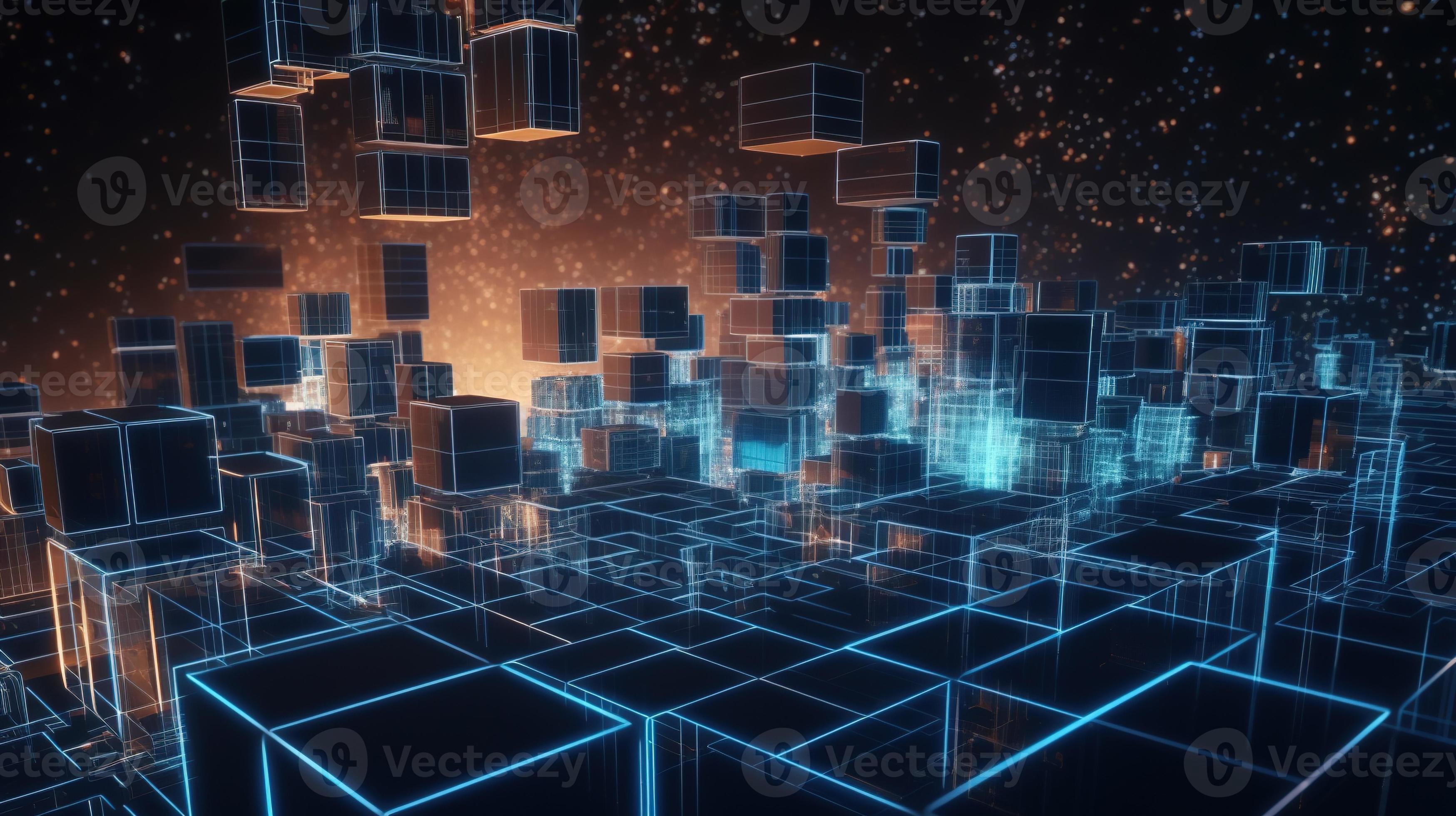 3d rendering of data storage concept. Computer generated abstract ...