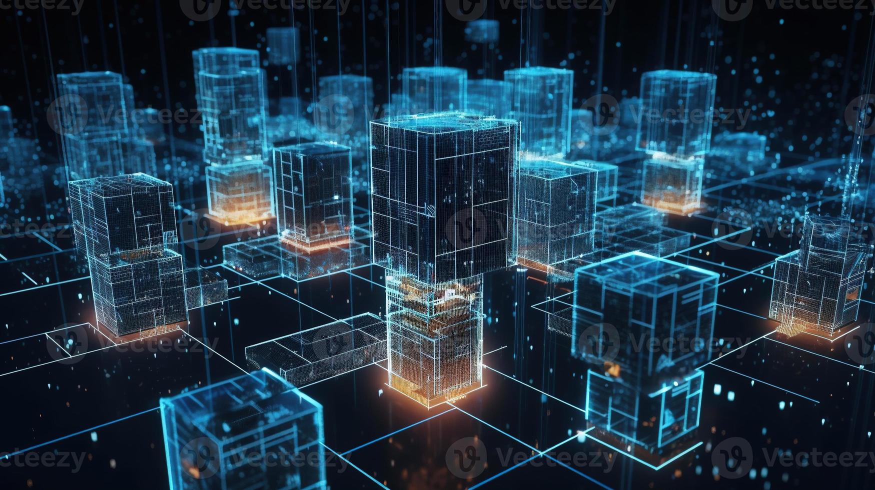 3d rendering of data storage concept. Computer generated abstract ...