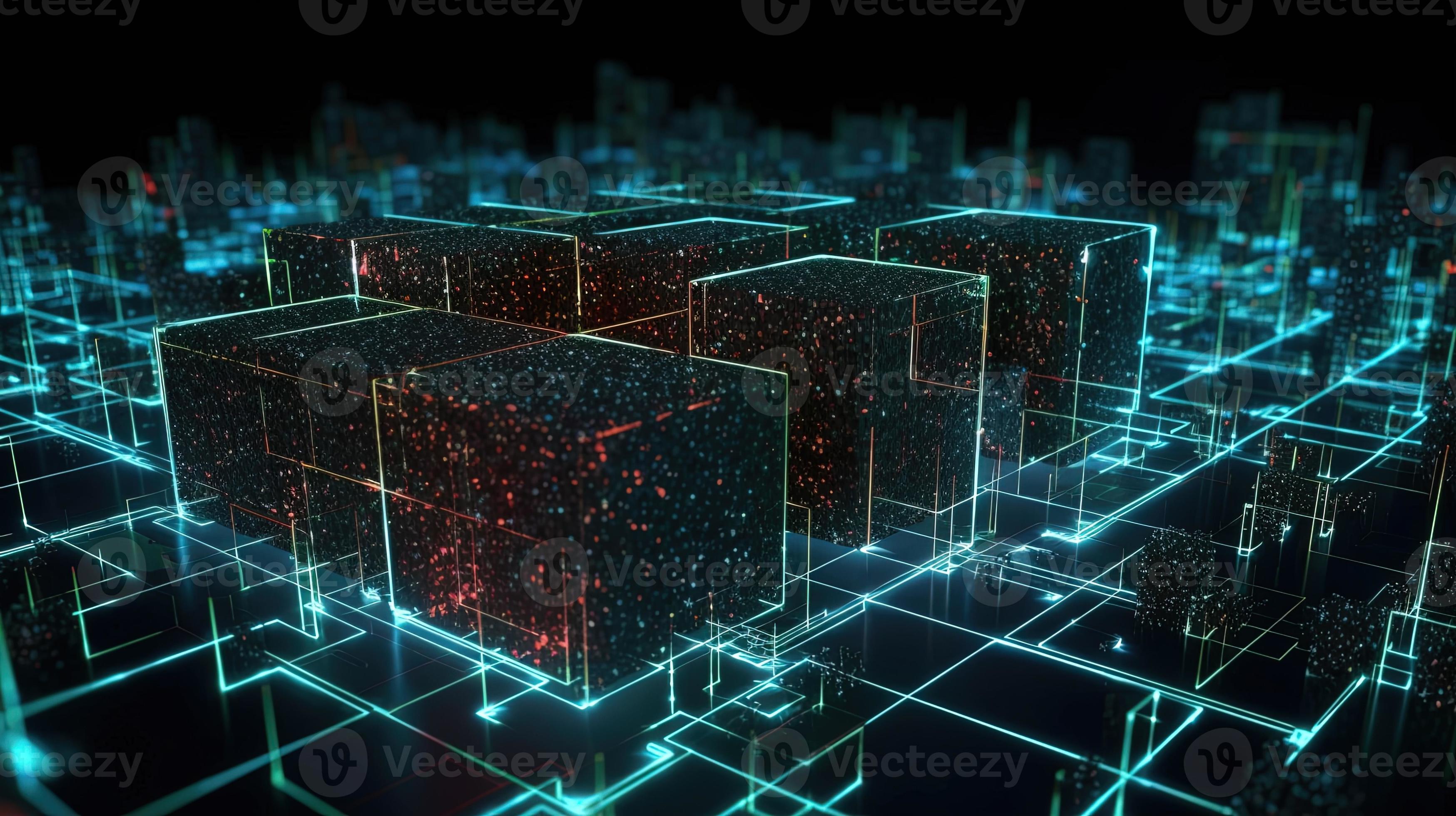 3d rendering of data storage concept. Computer generated abstract ...