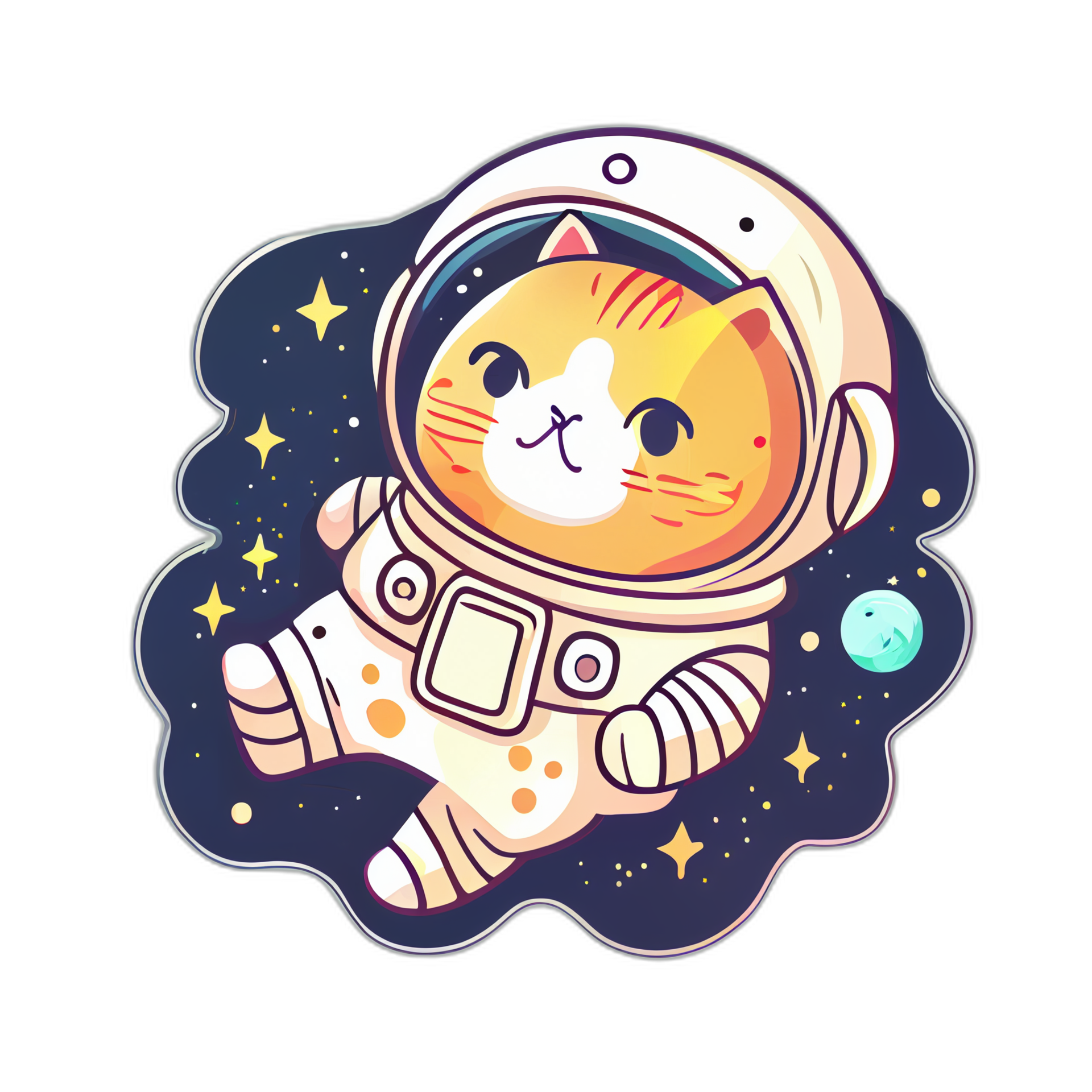 Cute Astronaut Cat Artwork Illustration 22686036 Png