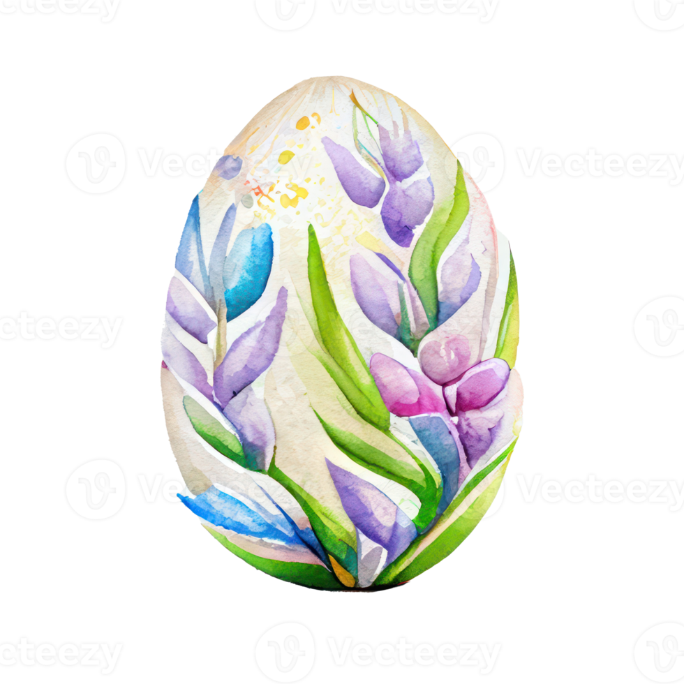 watercolor easter egg flowers, AI Generated 22689600 PNG